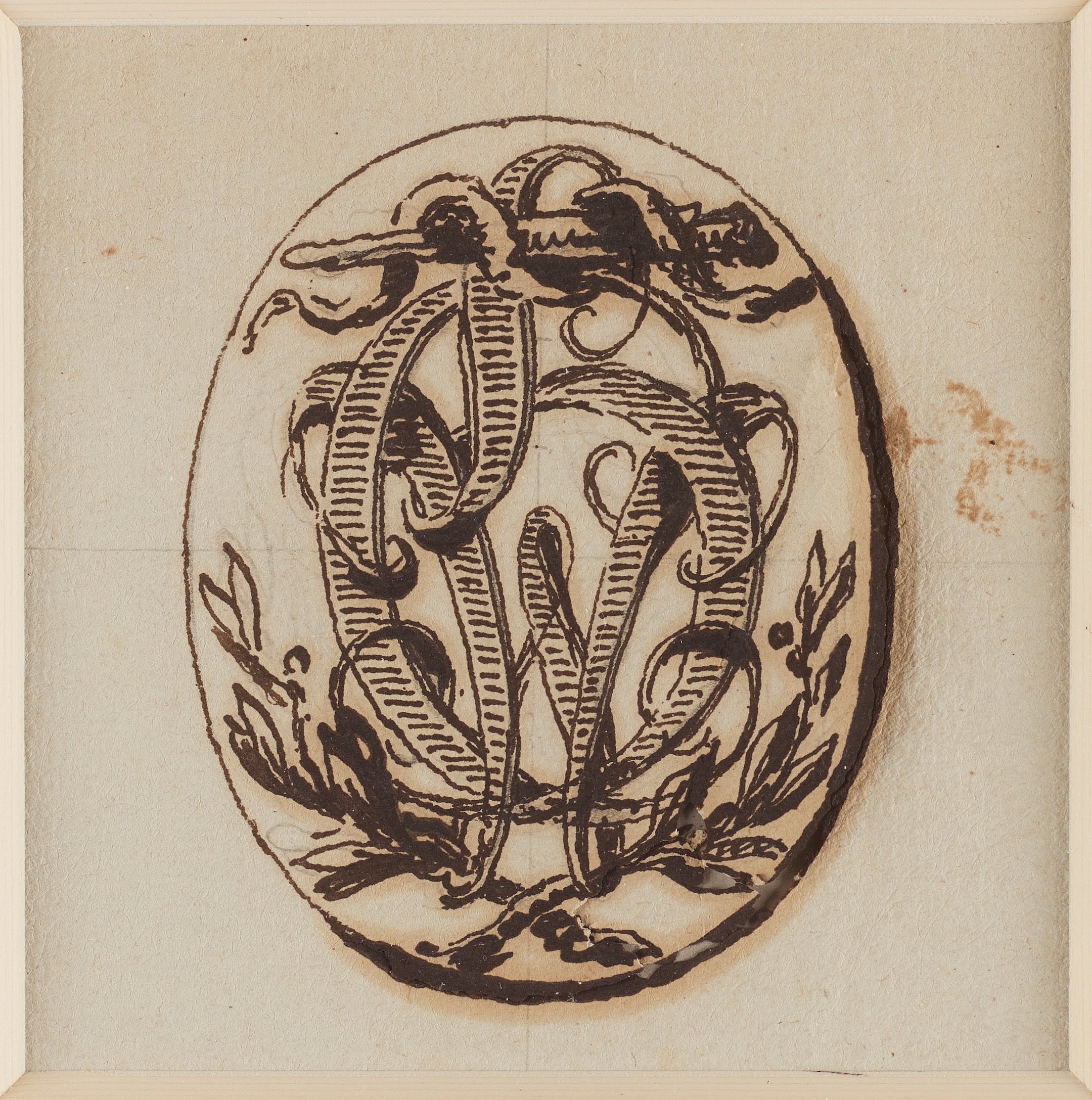 Lars Grandel, Studie till ett monogram med initialerna ”GW”, krönt med ...