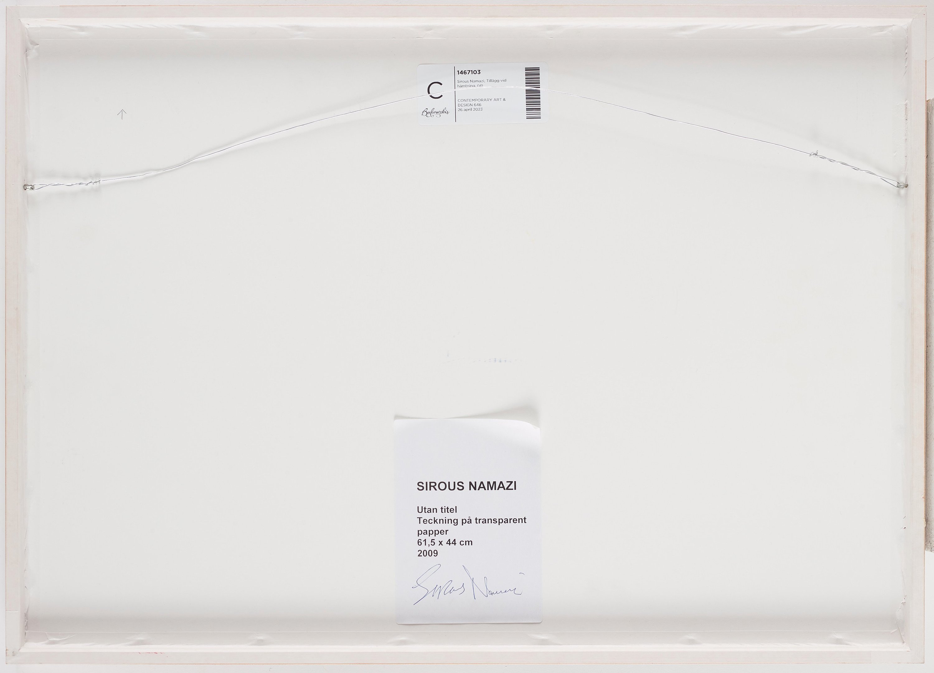 Sirous Namazi, signed and dated 2009. Drawing on transparent paper ...