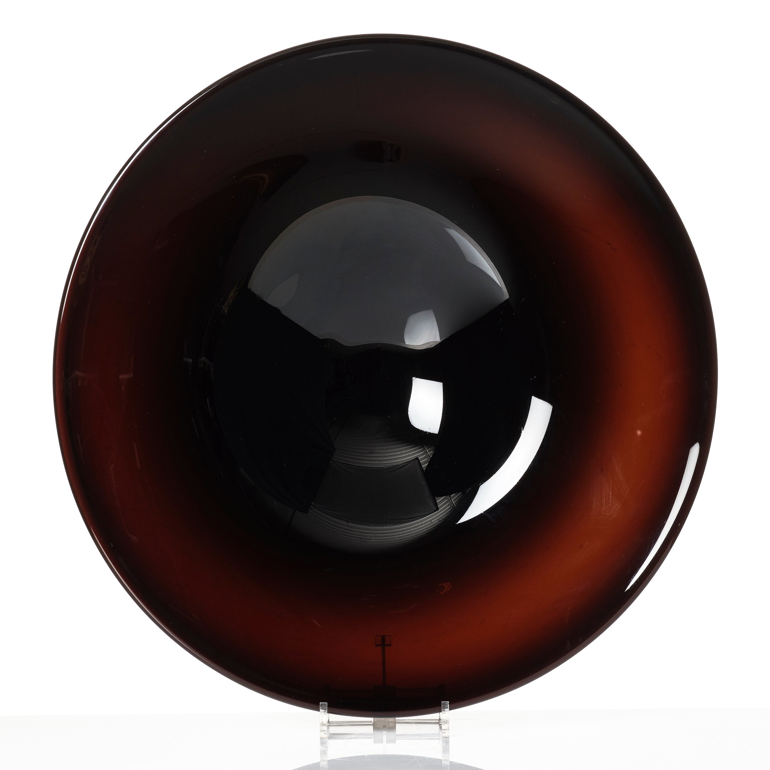 Lars Hellsten, a burgundy coloured dish and a clear glass sculpture ...