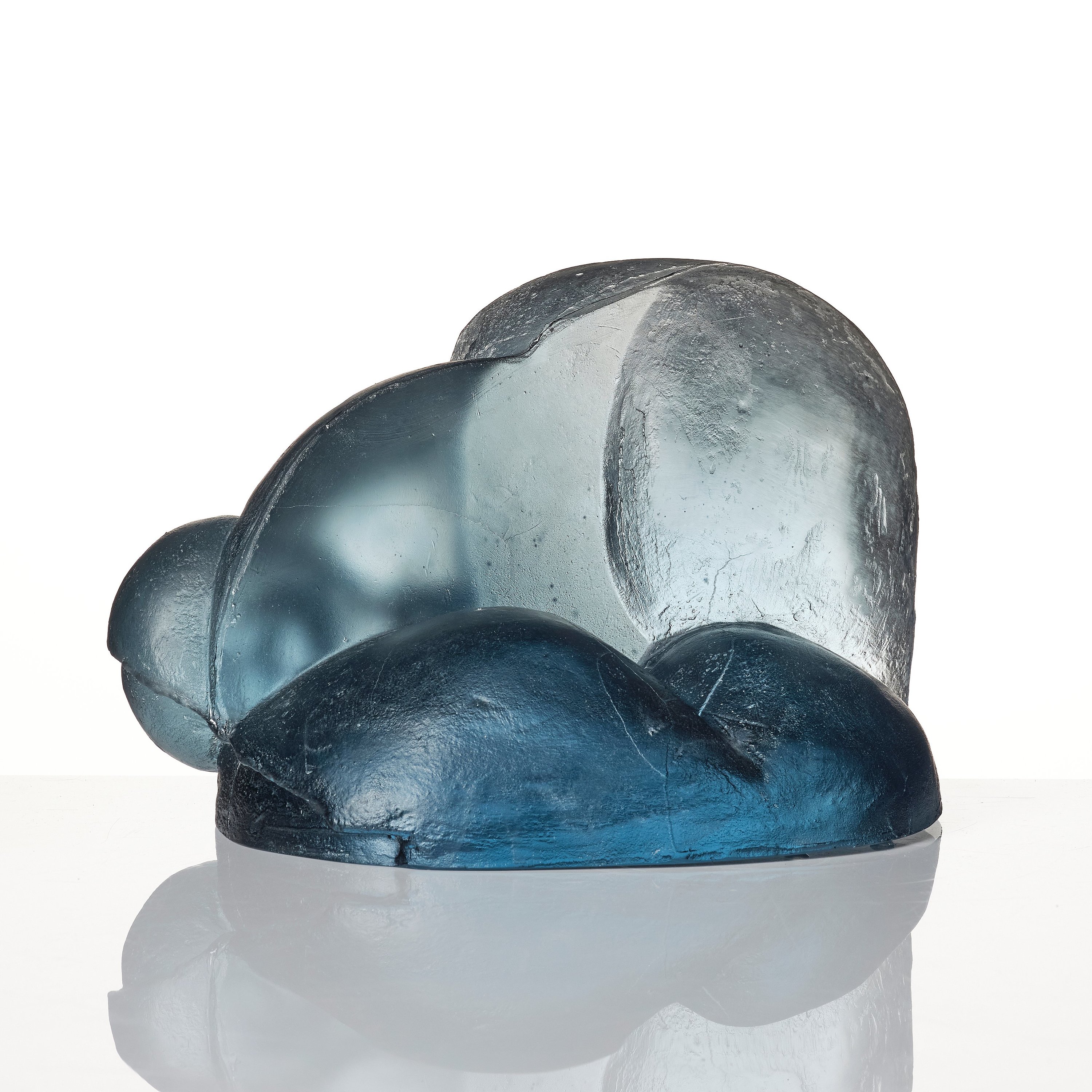 Ann Wolff, a kiln-cast glass aquamarine blue sculpture, edition 3/5 ...