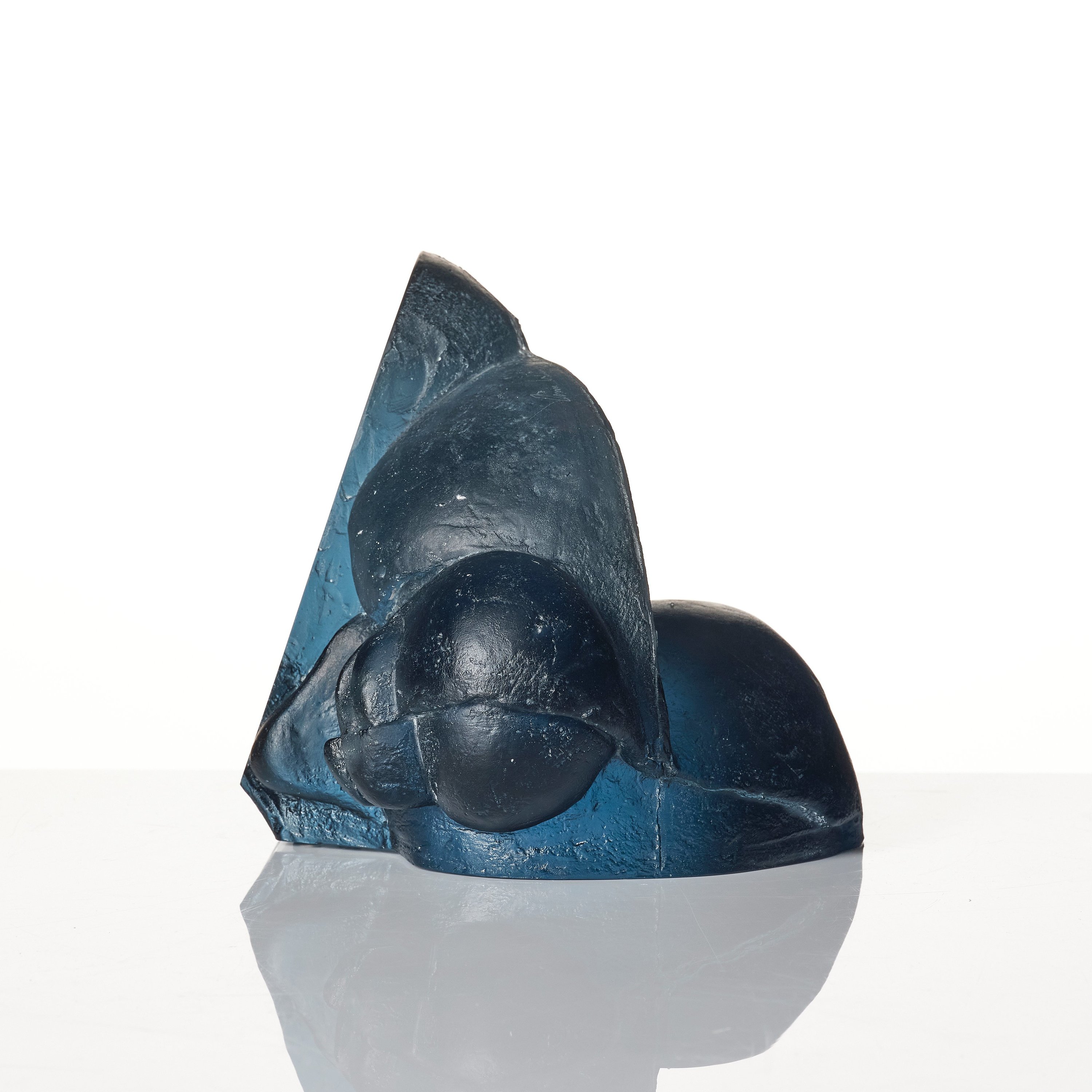 Ann Wolff, a kiln-cast glass aquamarine blue sculpture, edition 3/5 ...