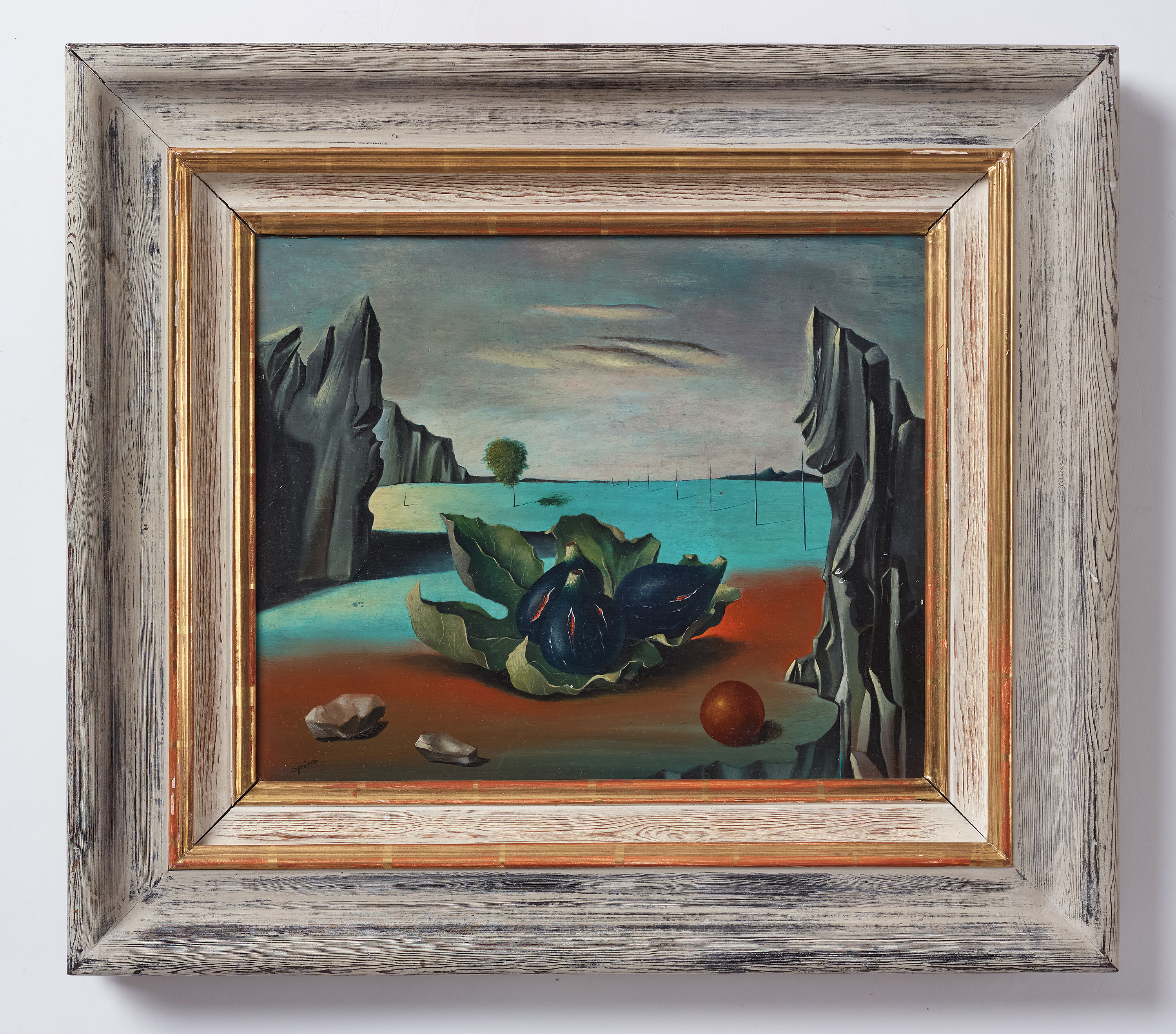 Georges Spiro, Surrealistisk komposition med fikon på srand. - Bukowskis