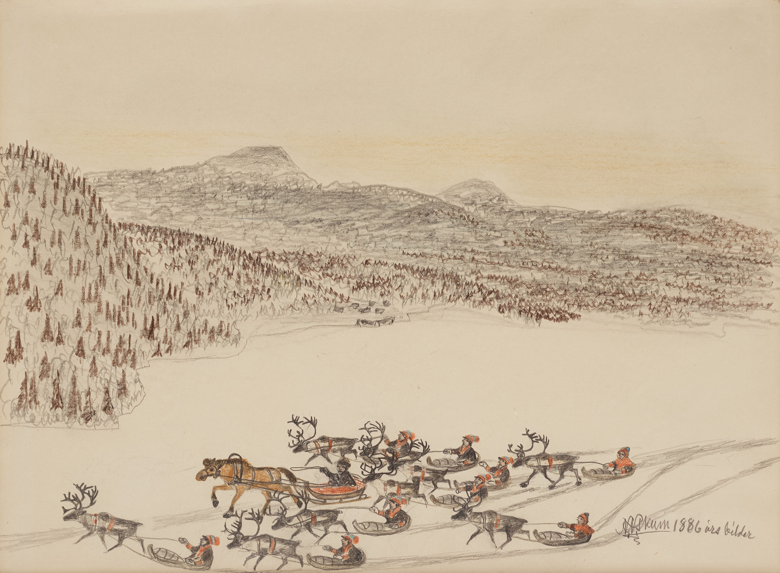 Nils Nilsson Skum, Renar, häst och akkjor. - Bukowskis