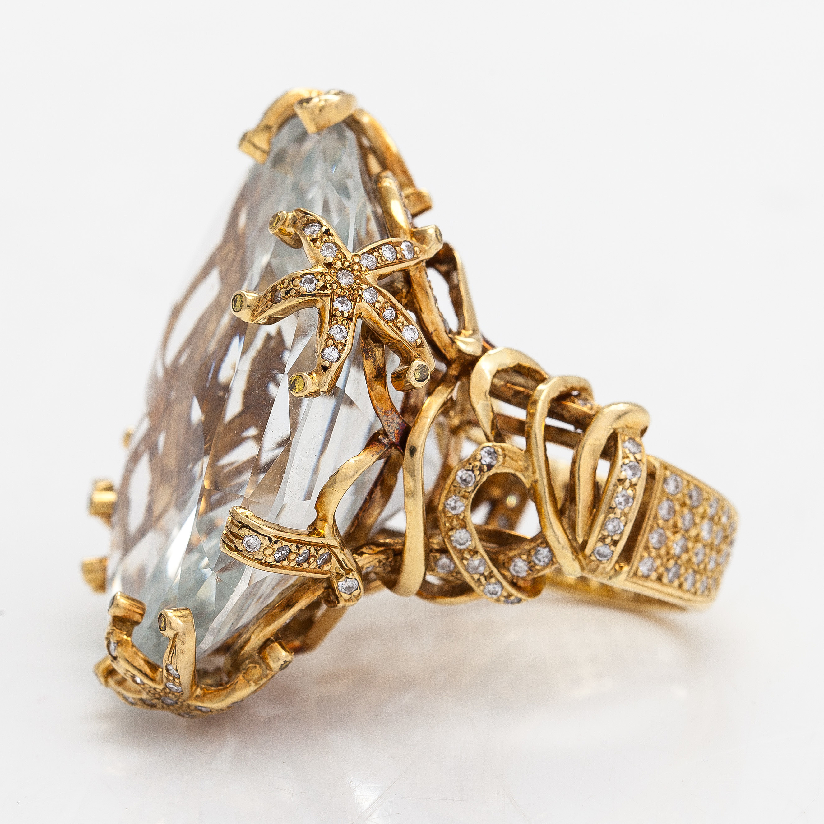 An 18K gold ring, topaz and diamonds approx. 1.60ct in total, Sasha ...