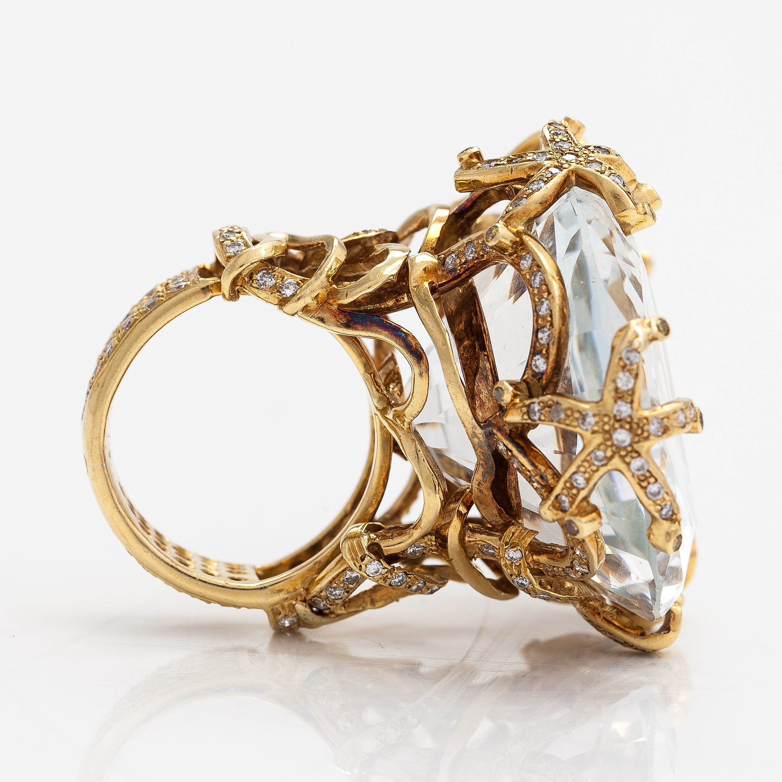An 18K gold ring, topaz and diamonds approx. 1.60ct in total, Sasha ...