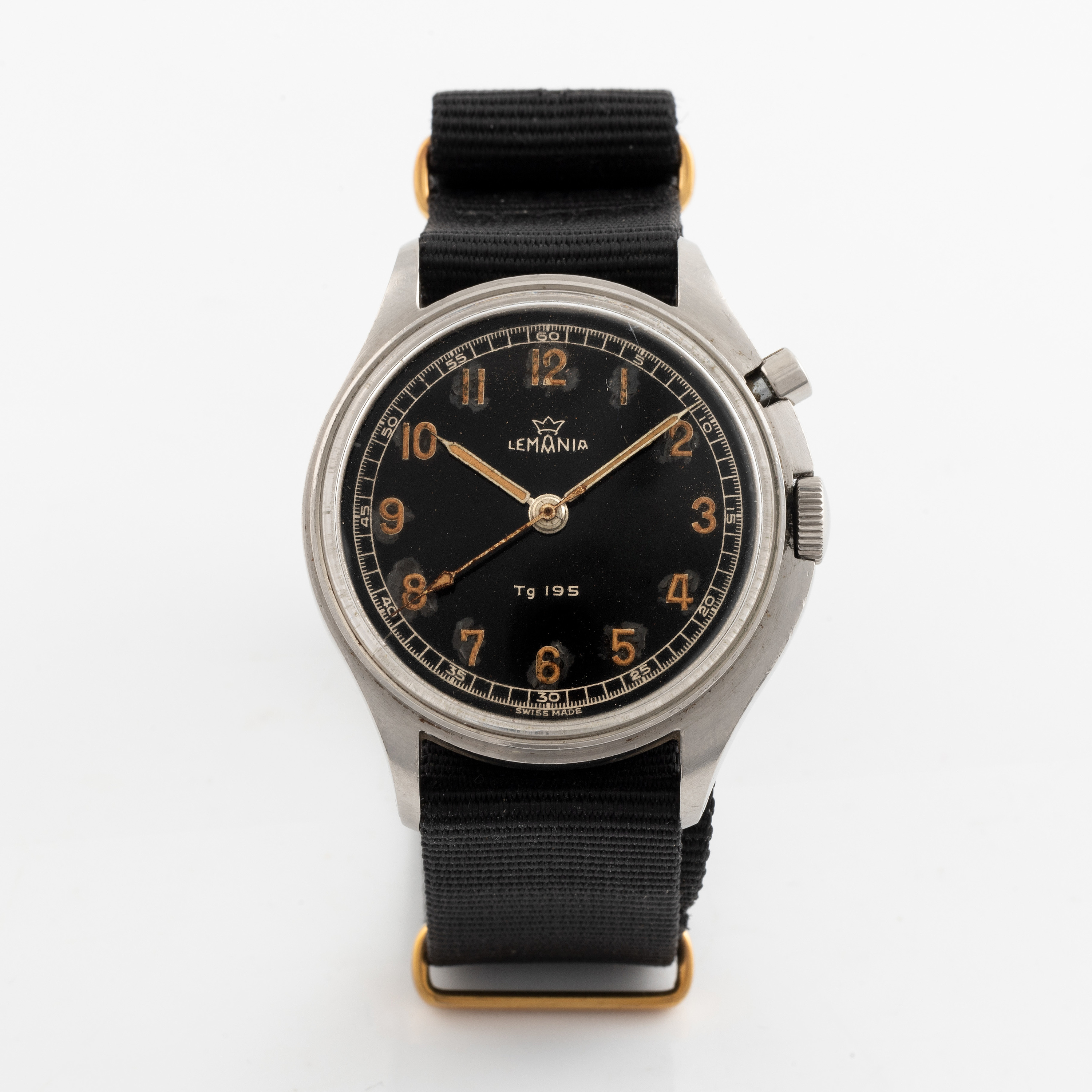 Lemania, Tg 195, "Tre kronor/Three Crowns", wristwatch, 40 mm. - Bukowskis