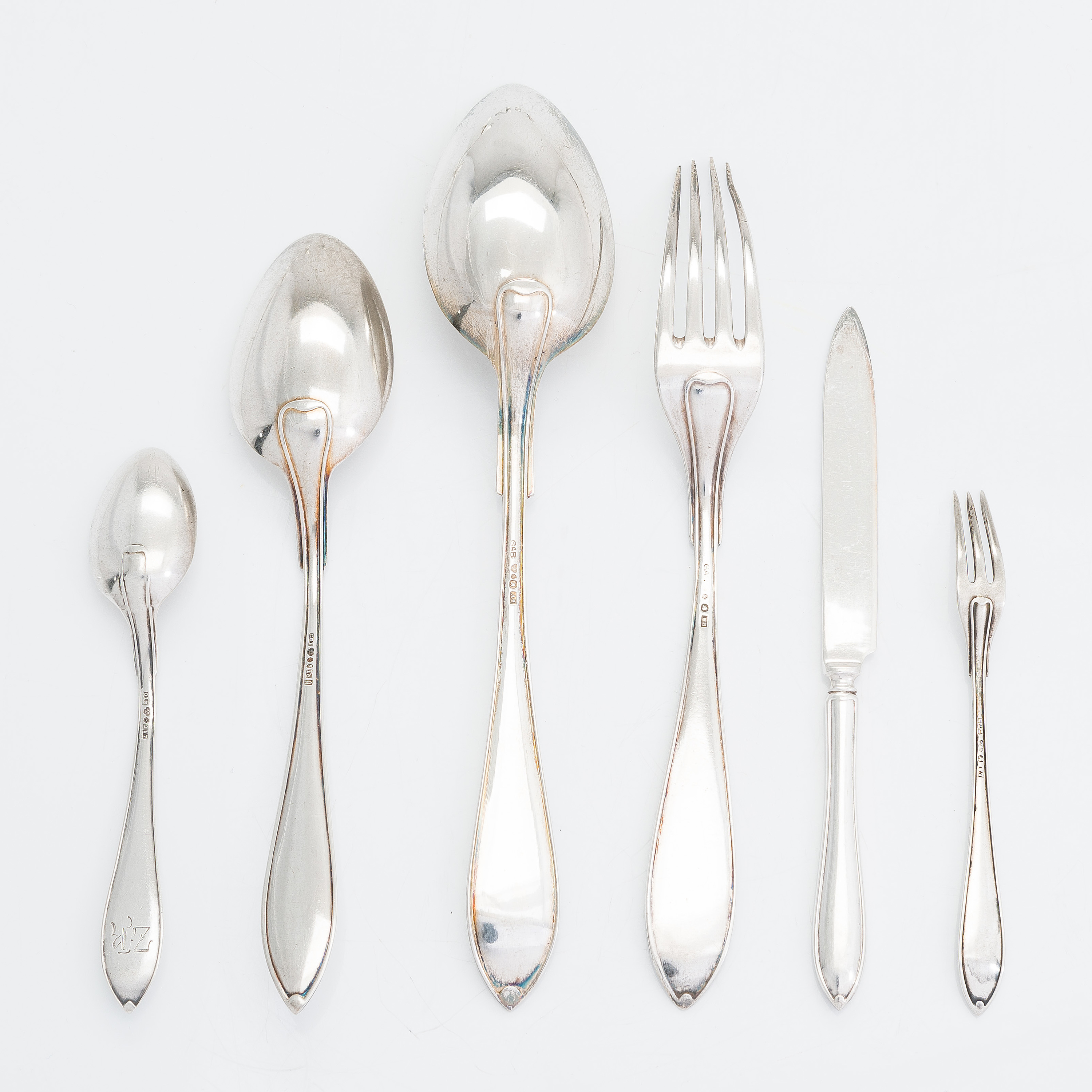 Silver cutlery, 25 pcs, model 'Svensk spets', Luleå and Stockholm 1925 ...