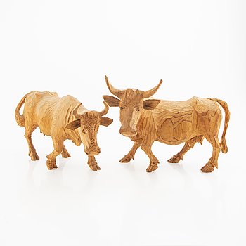 Olof Olsson, a pair of carved wooden sculptures signed. - Bukowskis