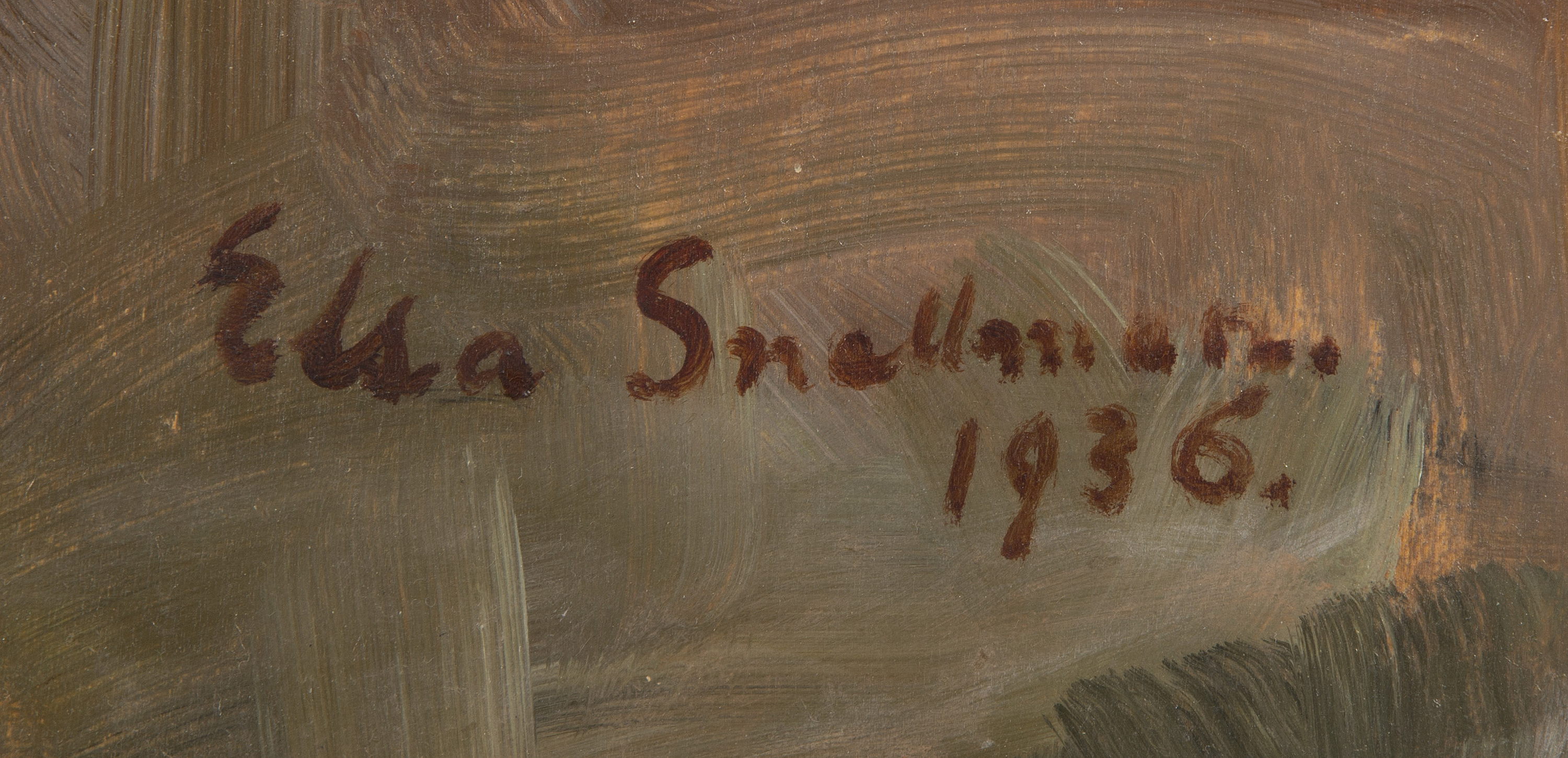 Elsa Snellman, olja på pannå, signerad och daterad 1936. - Bukowskis