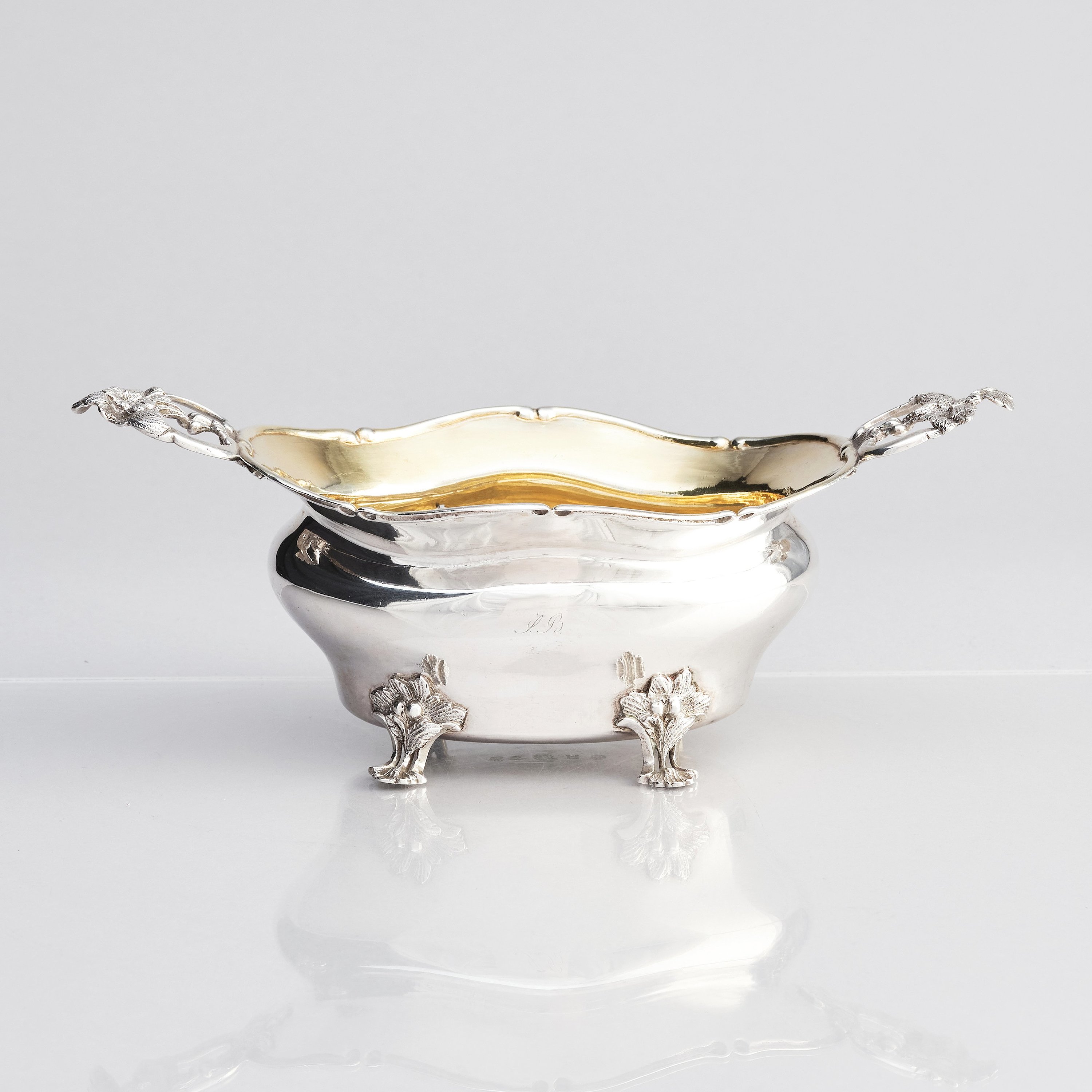 Johan Fagerberg, konfektskål, delvis förgyllt silver, Karlskrona 1775 ...