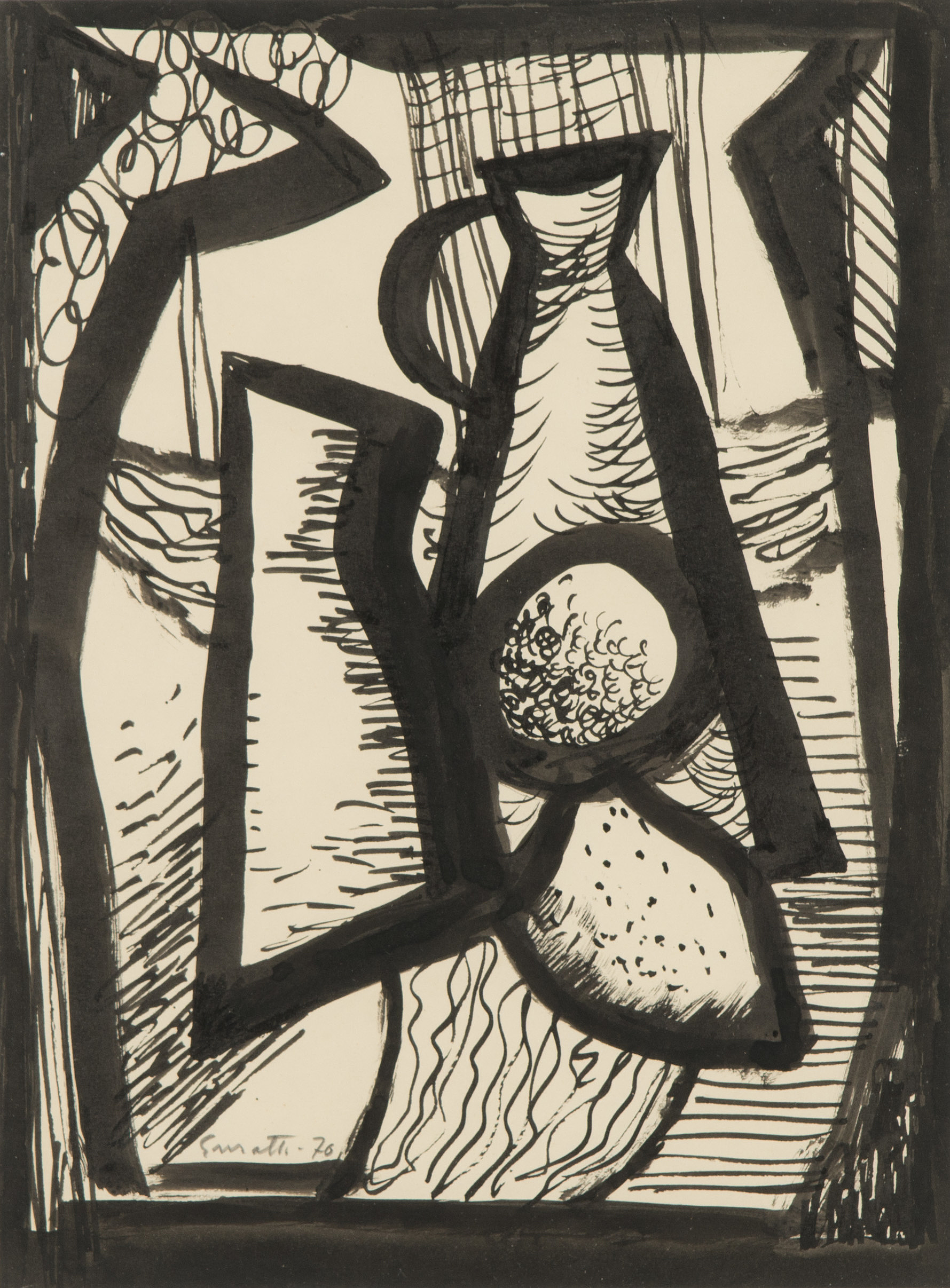 Erik Enroth, bläck på papper, signerad och daterad -70. - Bukowskis