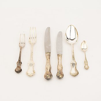 Bestick, 62 dlr "Patricia" silver MEMA Lidköping 1950/60 tal. - Bukowskis