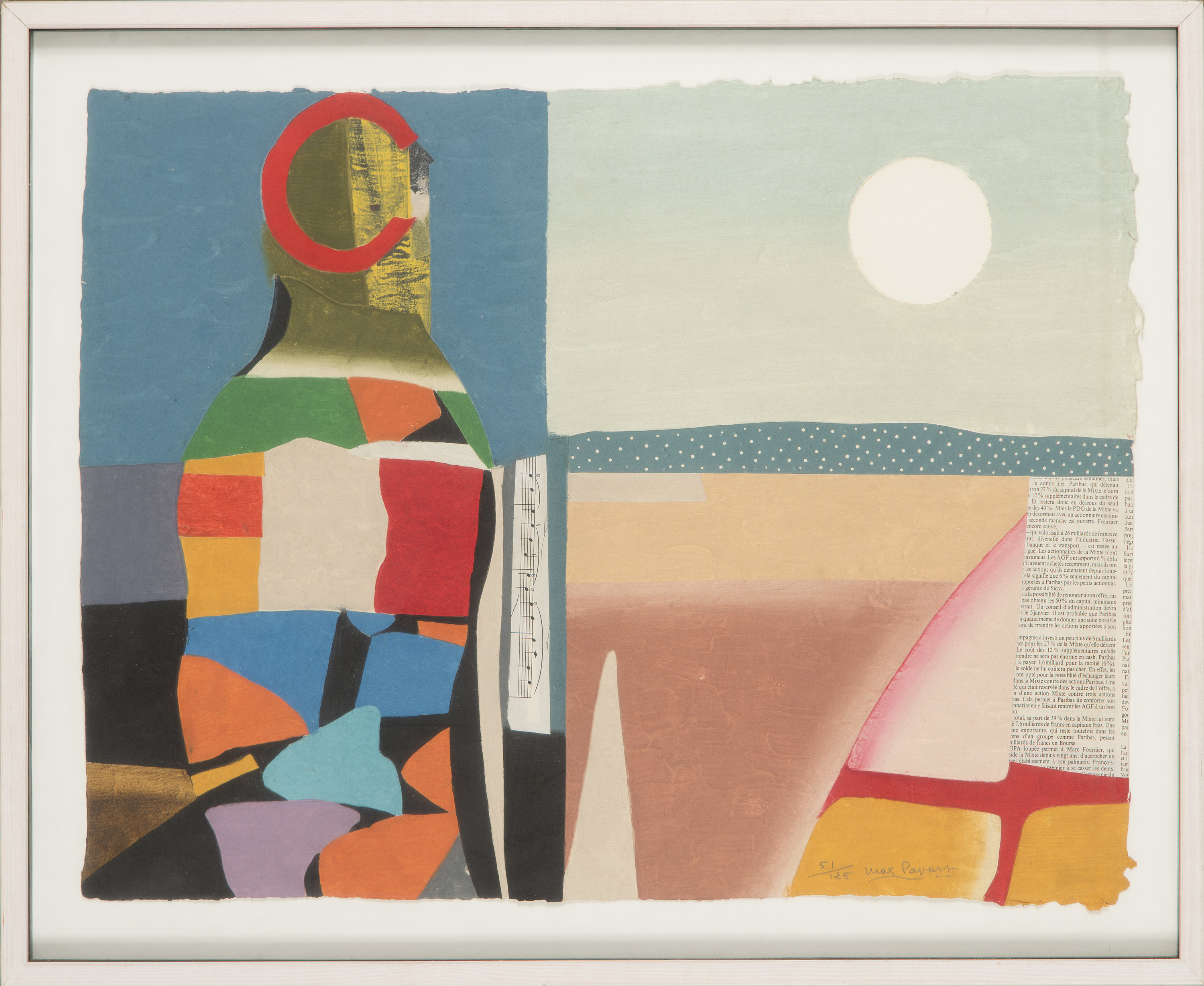 Max Papart, etching with carborundum and collage, signed and numbered ...