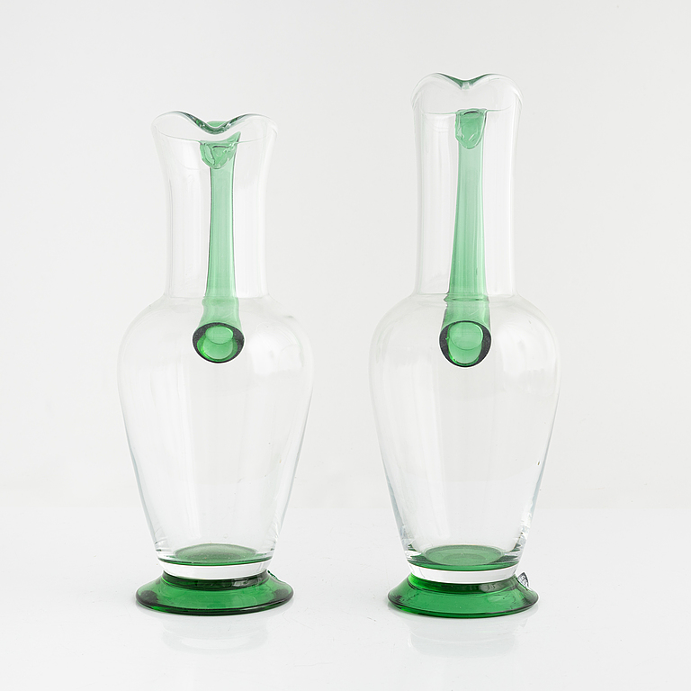 Gunnar Cyrén, kannor, 2 st, glas, "Nobel", Orrefors, sent 1900-tal ...