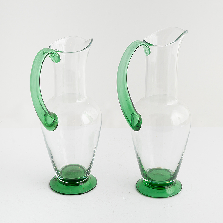 Gunnar Cyrén, kannor, 2 st, glas, "Nobel", Orrefors, sent 1900-tal ...