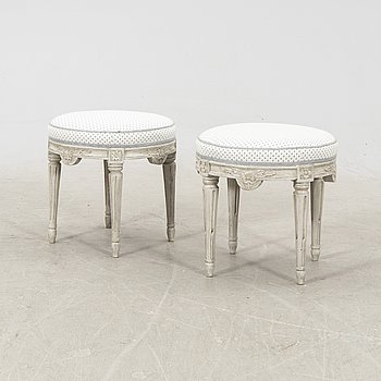 A pair of late Gustavian stools, first half of the 19th century ...