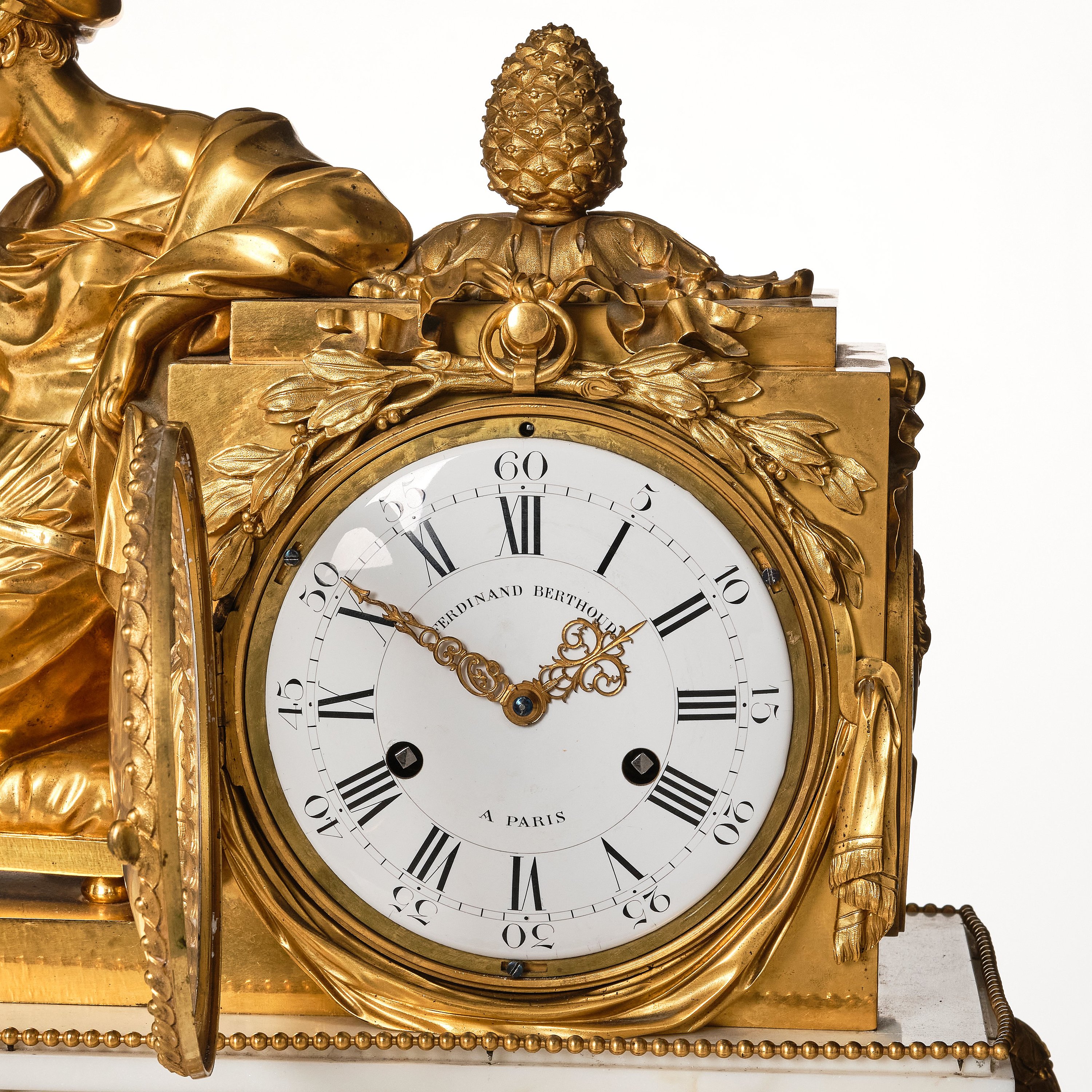 A monumental Louis XVI-style marble and ormolu mantel clock 'à la ...