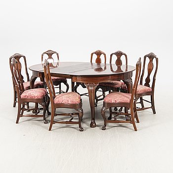 A mahogany 17 pcs Chippendale dining set first half of the 20th century ...