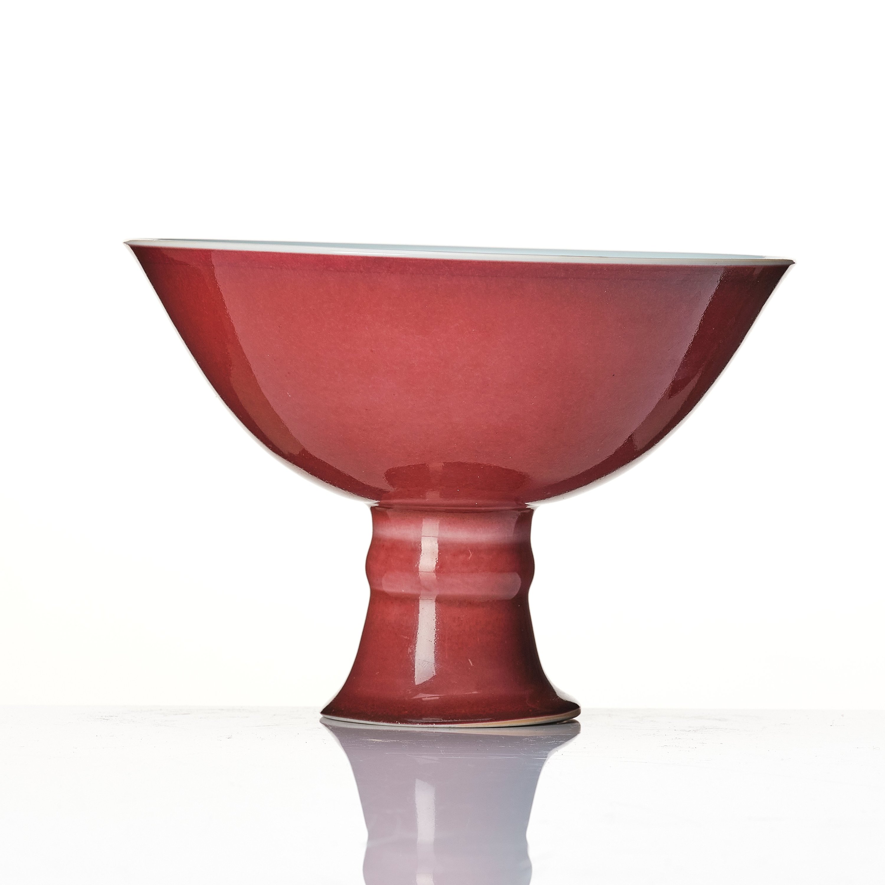 A copper red glazed stem bowl/cup, Qingdynasty, Yongzheng six character ...