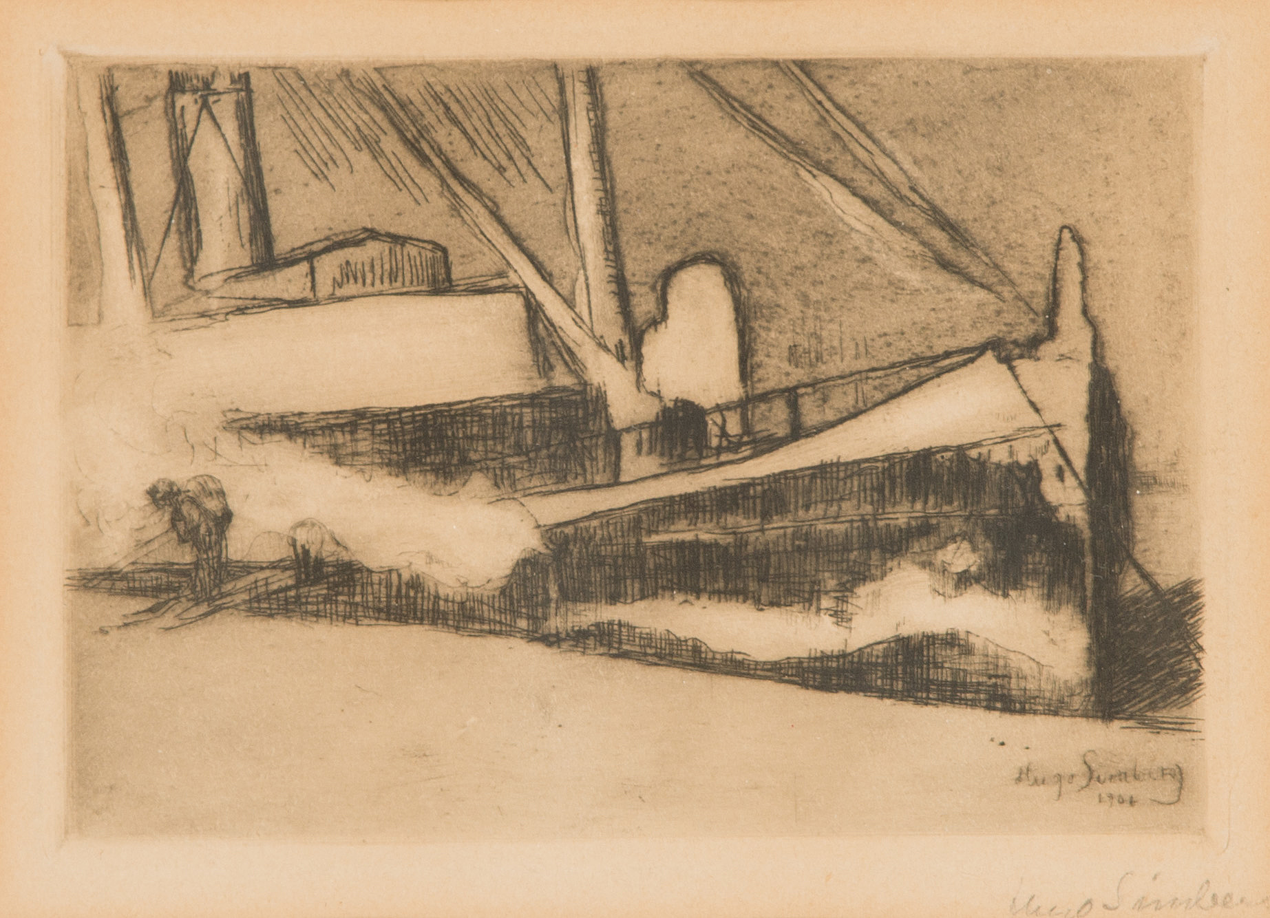 Hugo Simberg, linje- och akvatintetsning, plåtsignerad samt signerad ...