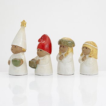 Lisa Larson, a set of four stoneware figurines/ candlesticks, Gustavsberg. All signed. - Bukowskis