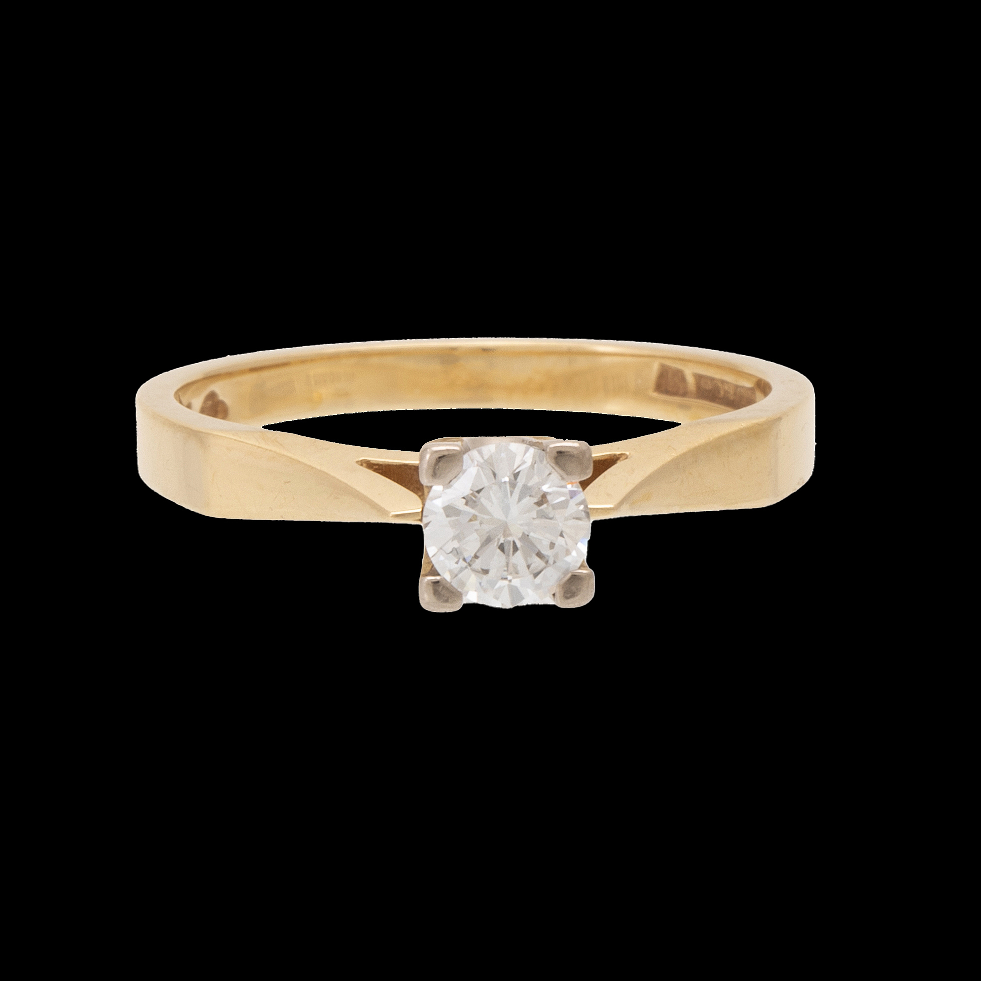 Ring solitär 18K vitt och rött guld med en rund briljantslipad diamant ...