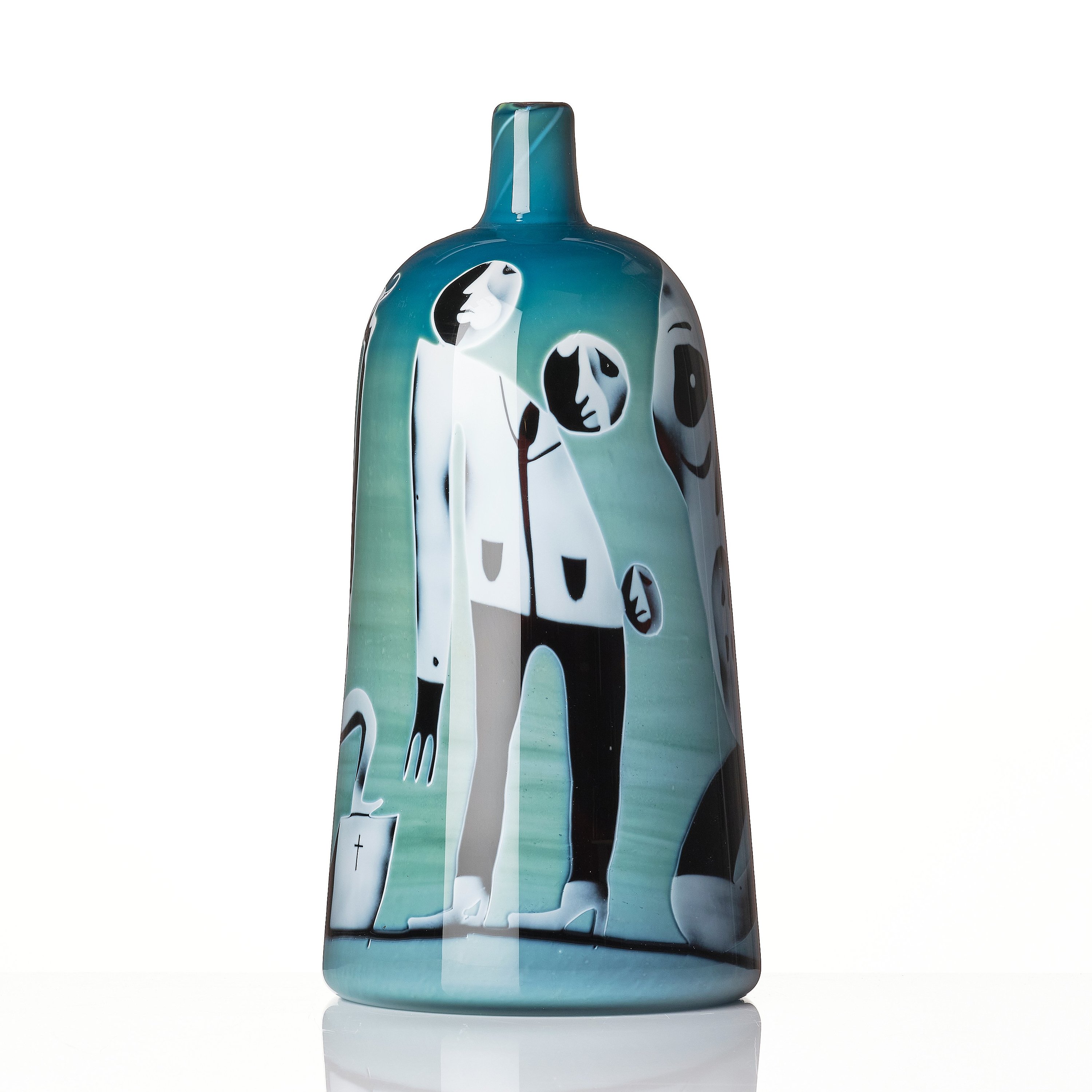 Peter Hermansson, "Winner and Loser", a unique glass vase in graal ...