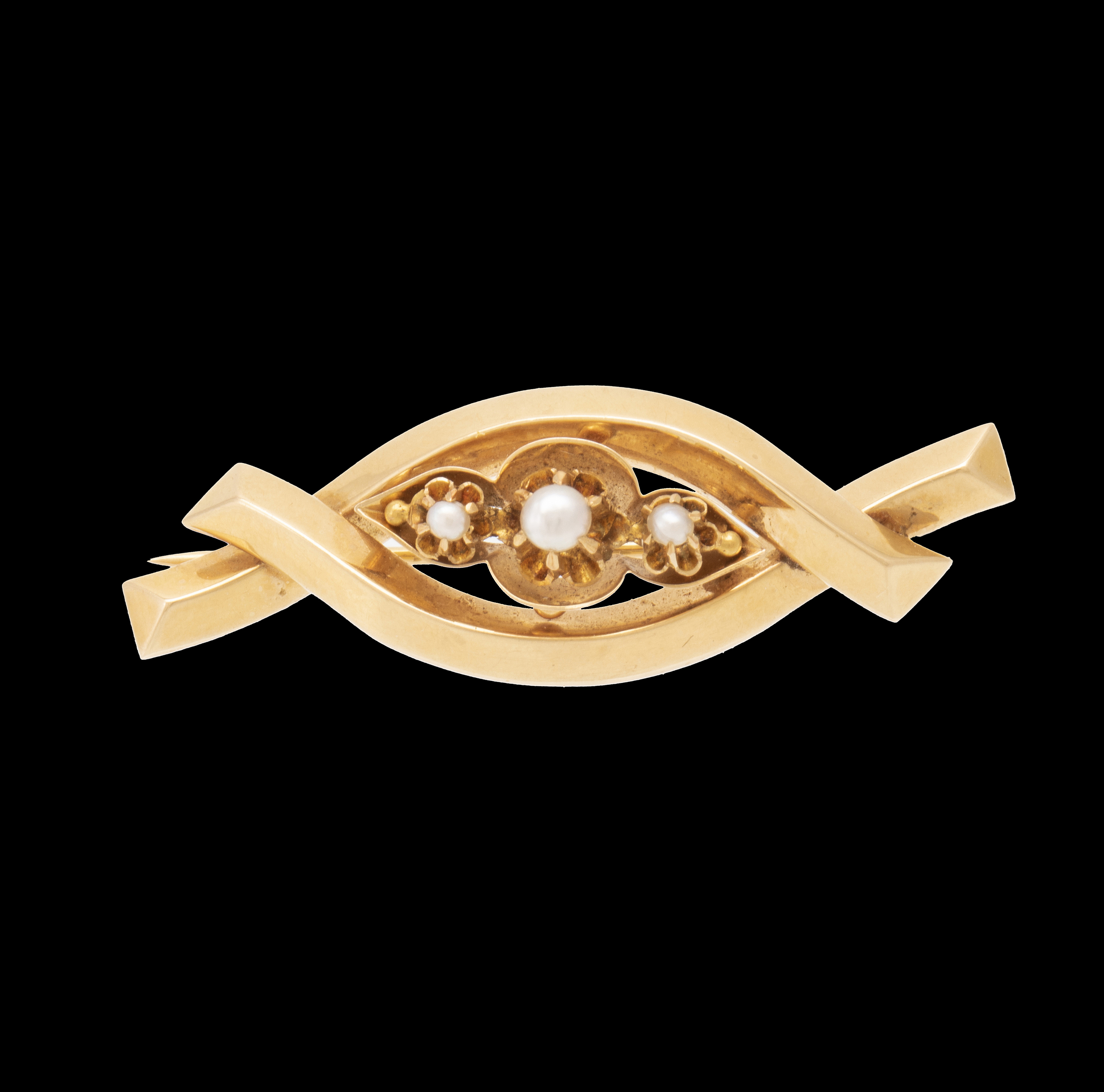 Brosch 18K guld med seedpärlor G. Dahlgren & Co Malmö 1893. - Bukowskis