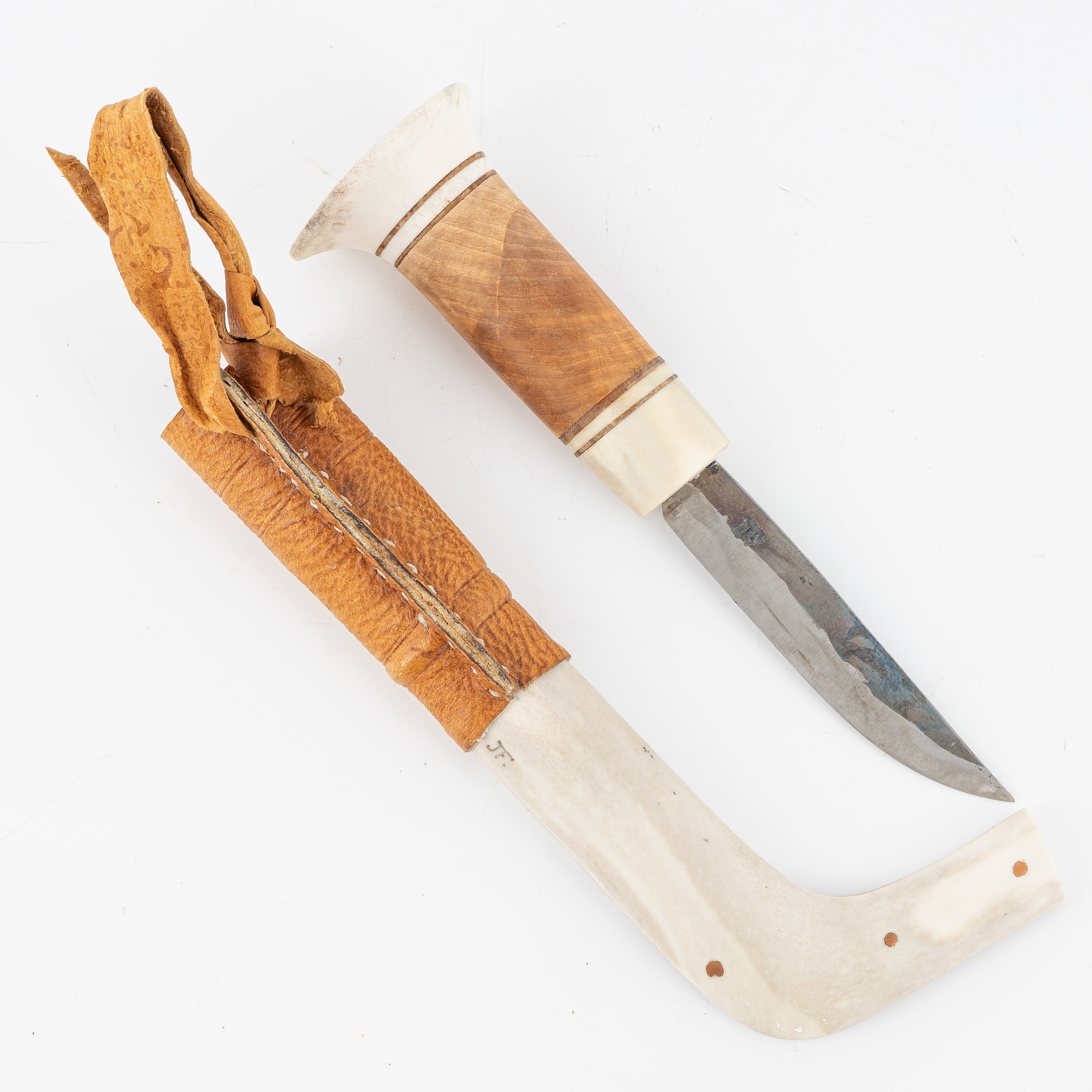 Johan Fankki, reindeer horn knife, signed. - Bukowskis