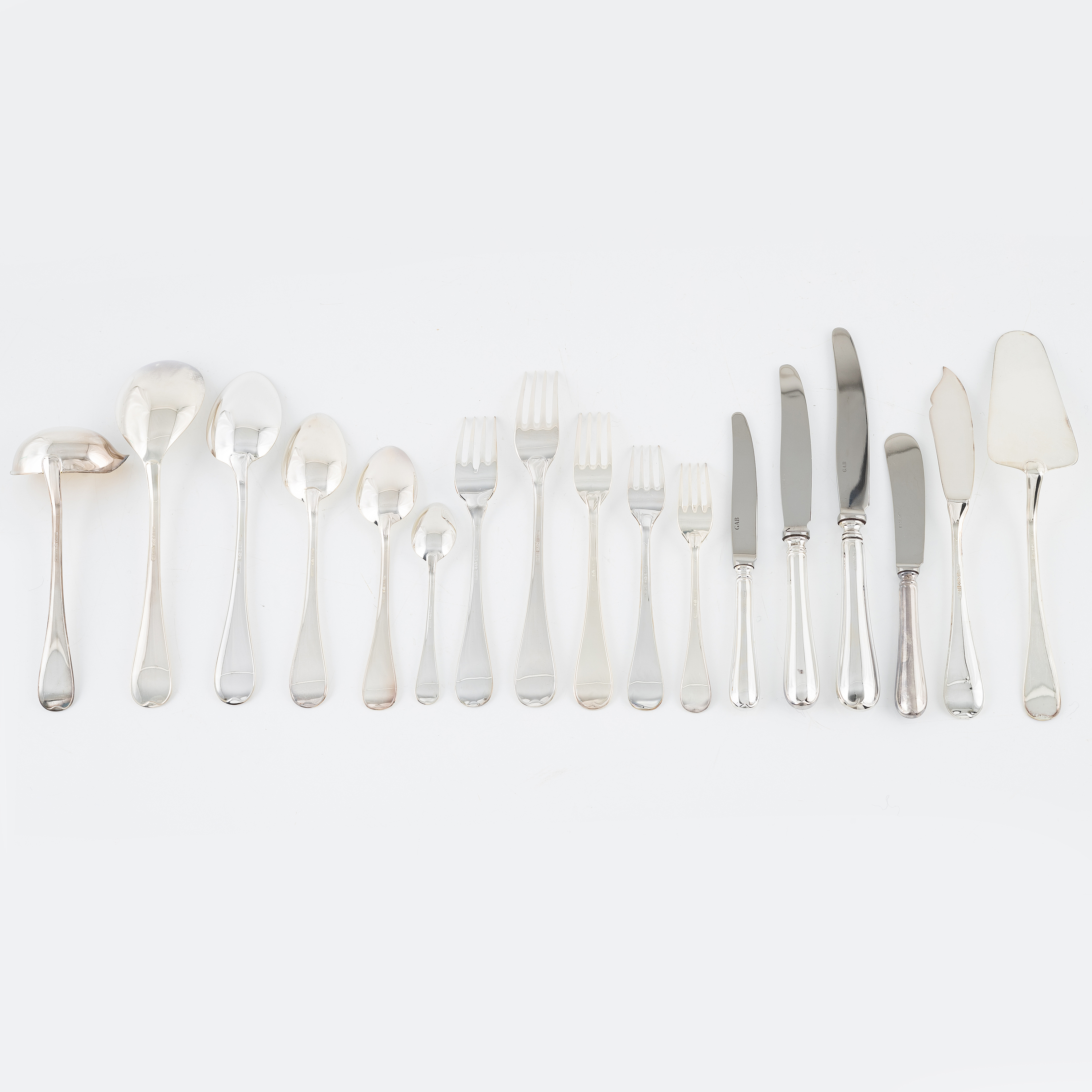 Bestickservis, 205 delar, silver, modell "Svensk", GAB, bl a Eskilstuna ...