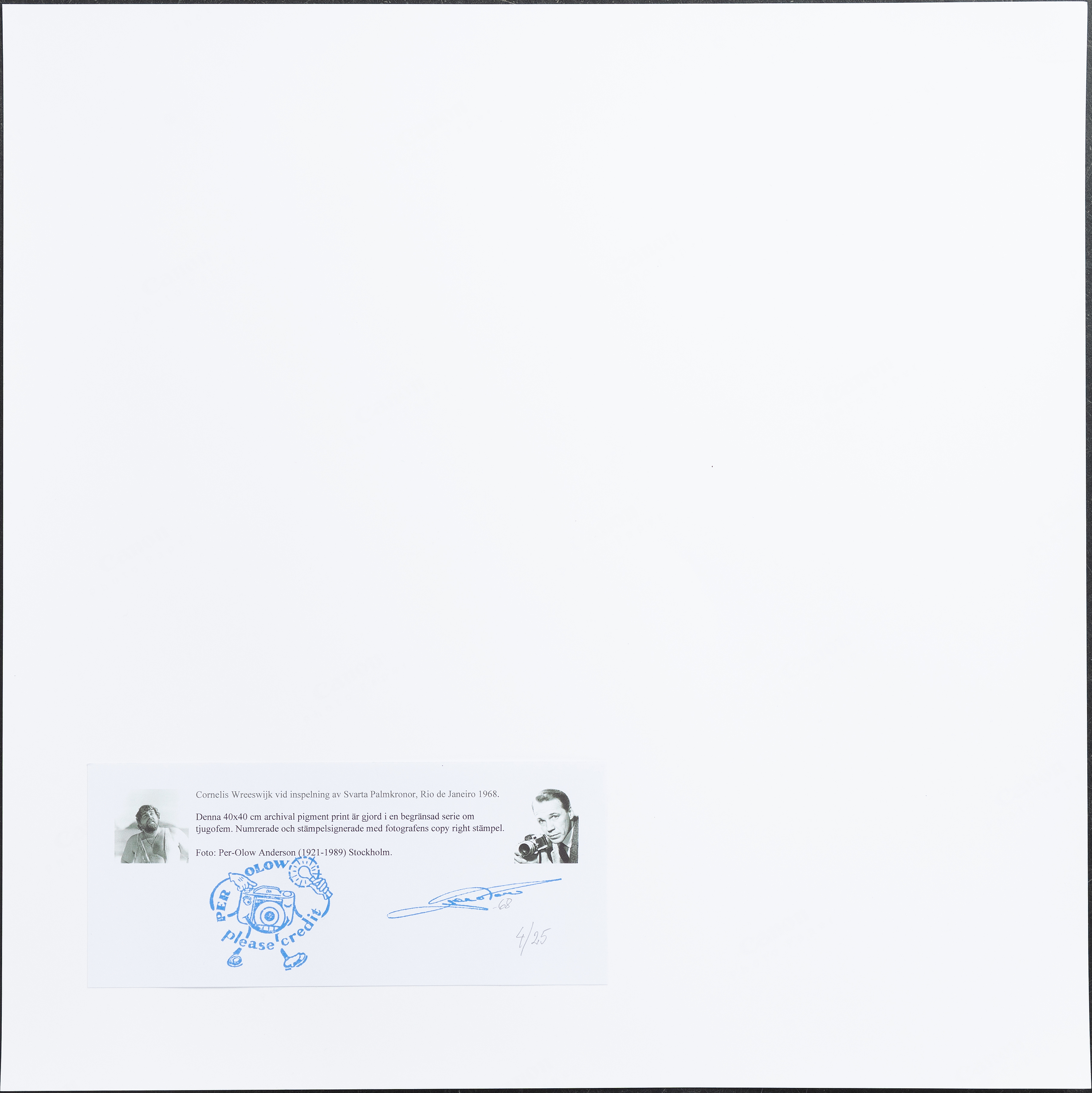 Per-Olow Anderson, "Cornelis Wreeswijk vid inspelning av Svarta ...