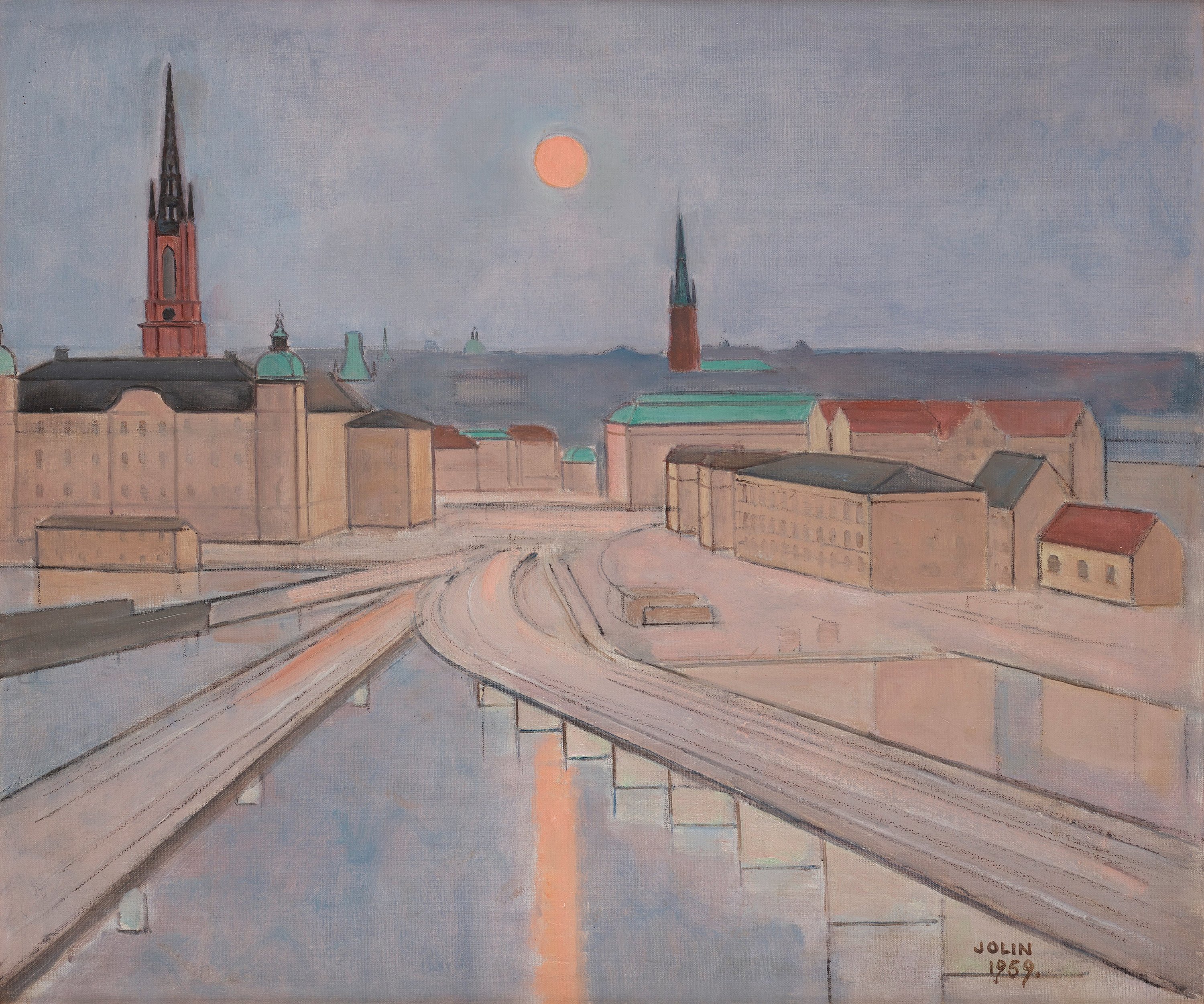 Einar Jolin, Moonlight over Stockholm. - Bukowskis