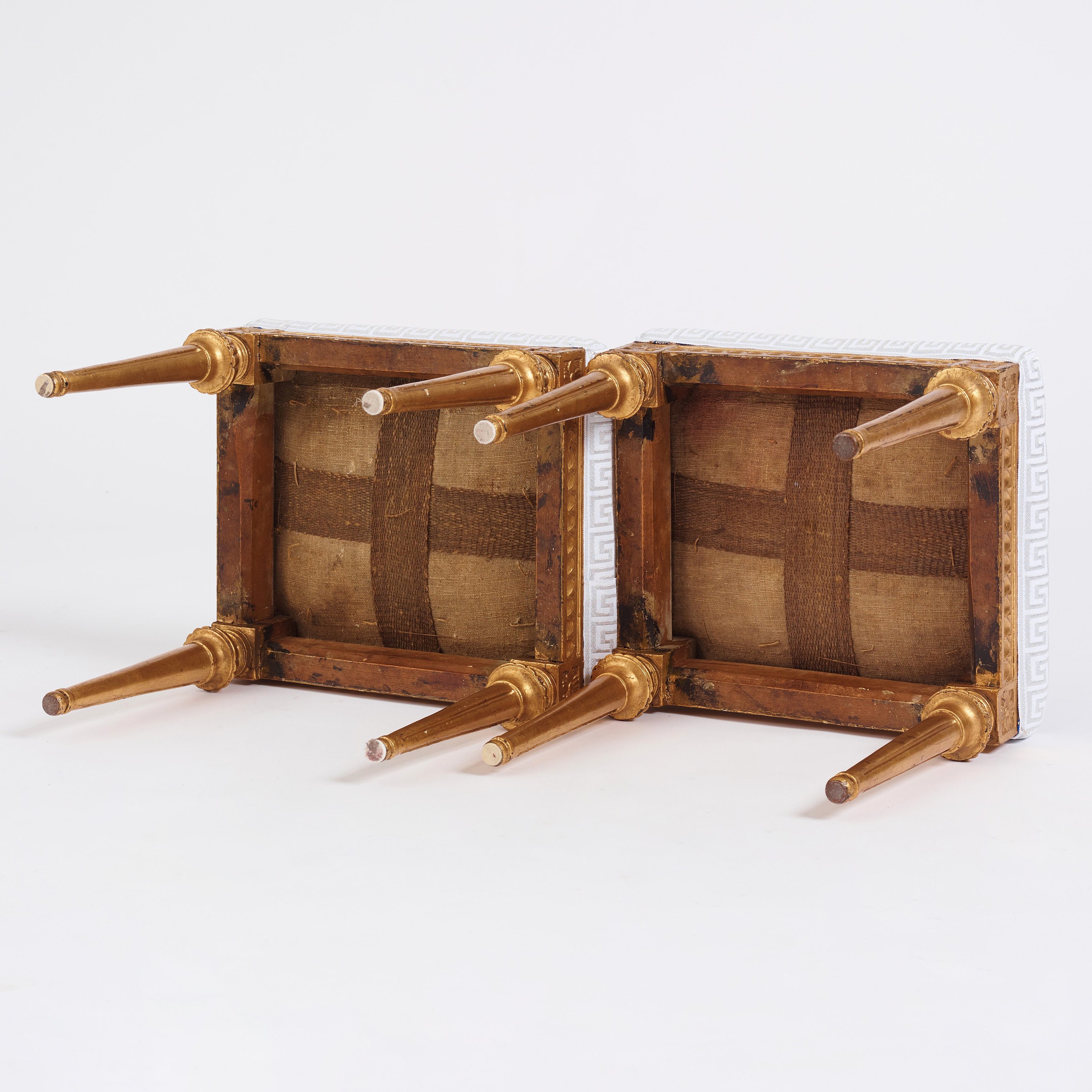 A pair of late Gustavian giltwood stools, late 18th century. - Bukowskis