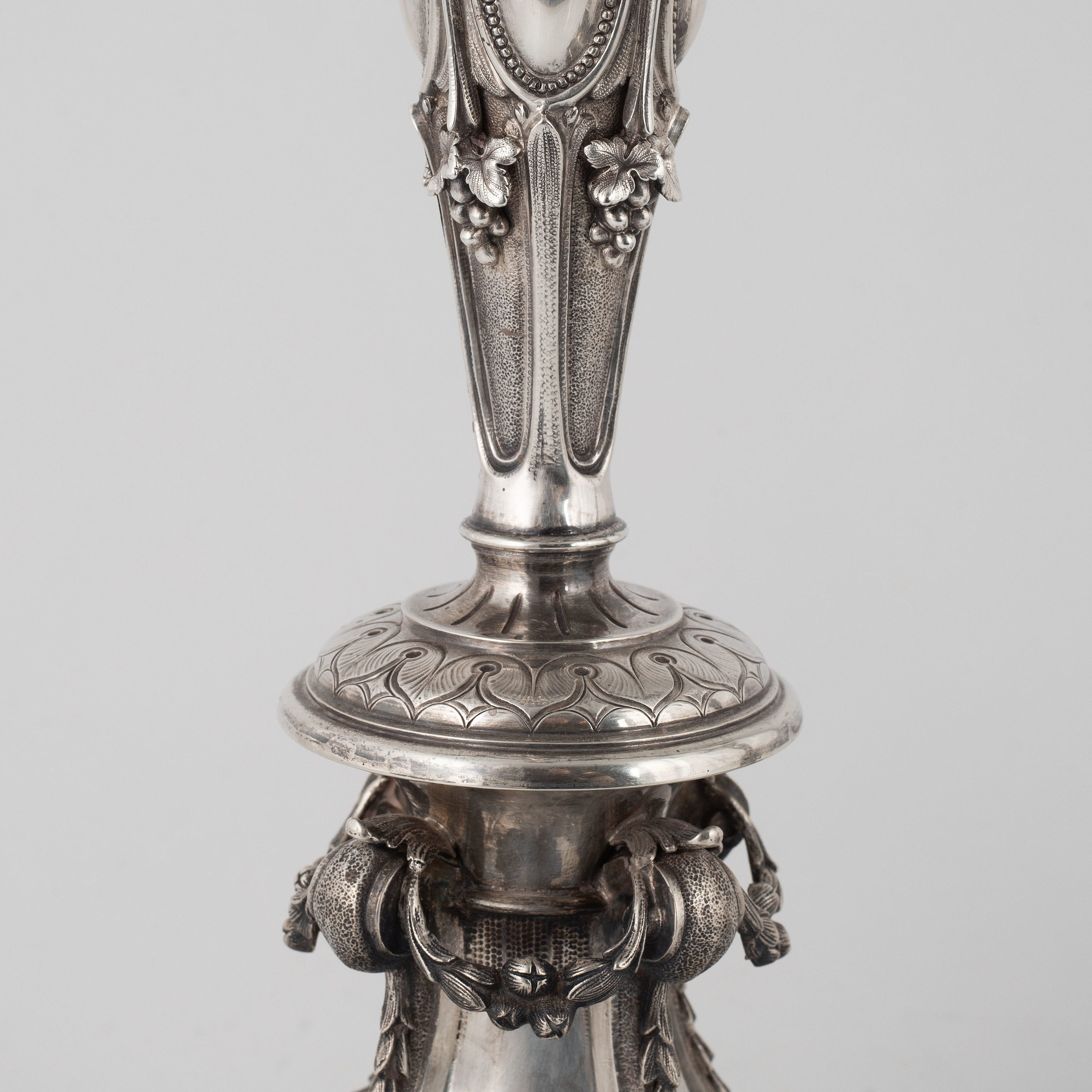 A pair of candelabras, silver, V. Christensen, Copenhagen, 1893 - 1910 ...