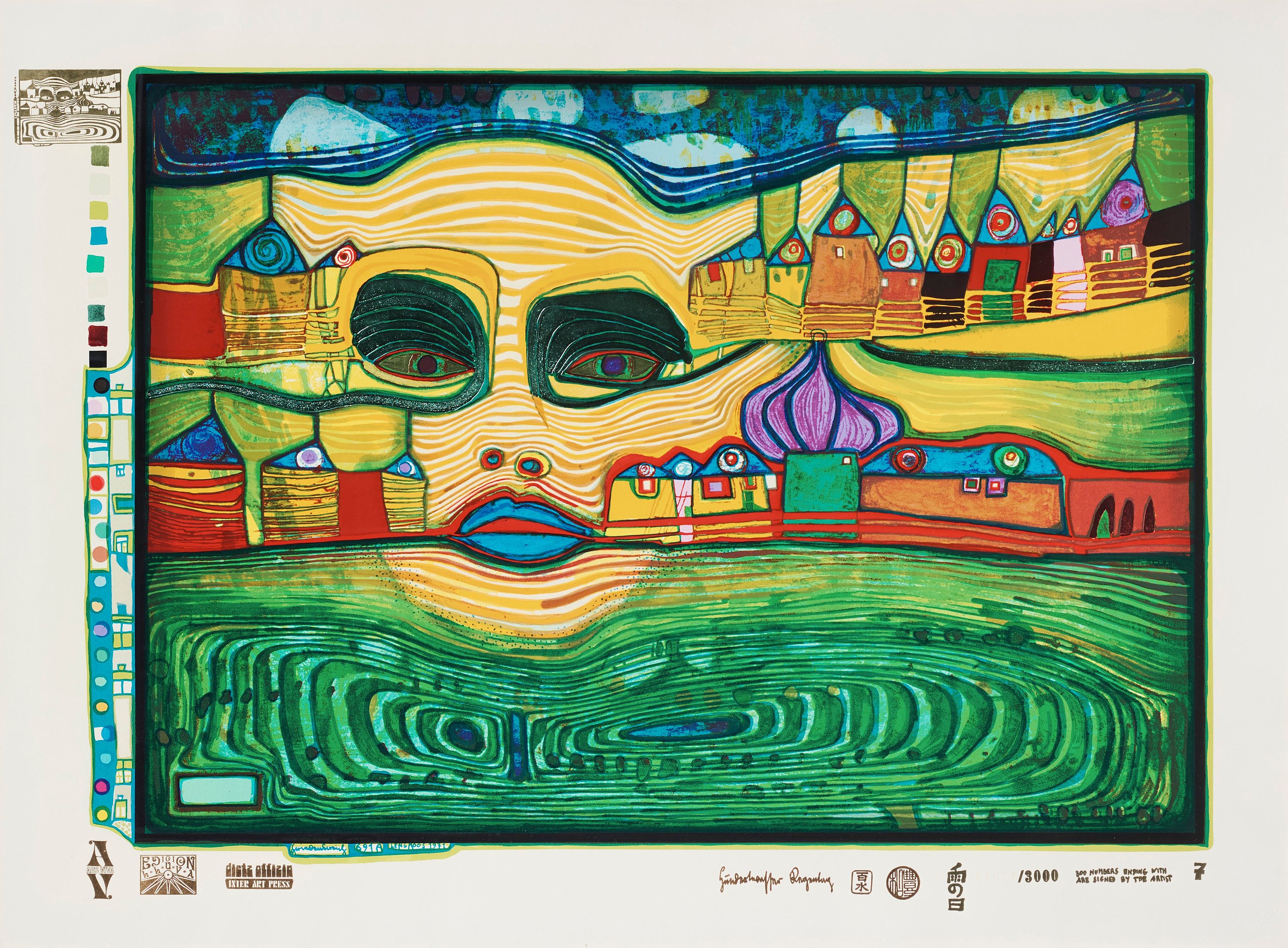 Friedensreich Hundertwasser, "Look at it on a rainy day (The Regentag ...