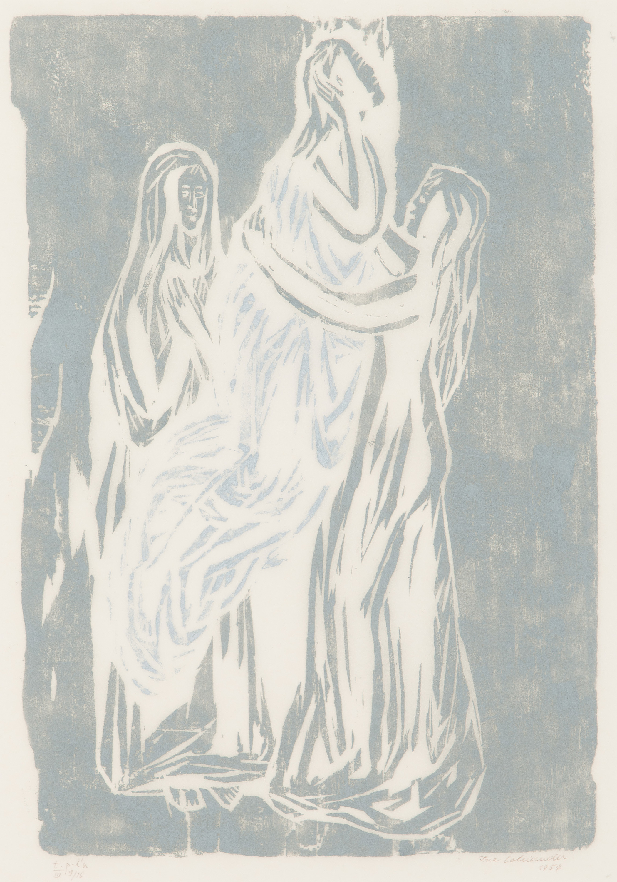 Ina Colliander, träsnitt, signerad och daterad 1954, märkt t.p.l'a III ...