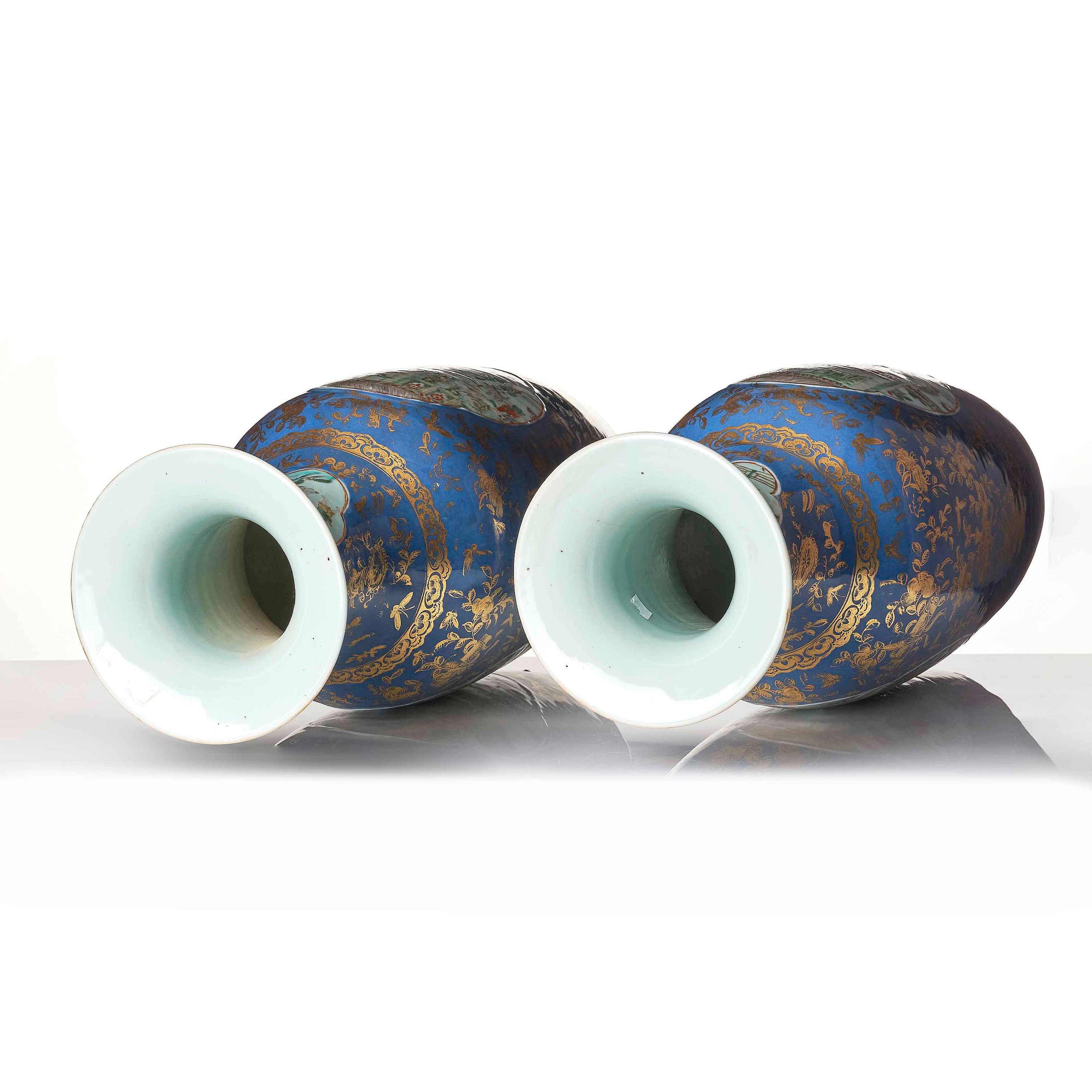 A pair of gilded famille verte vases, late Qing dynasty, 19th Century ...