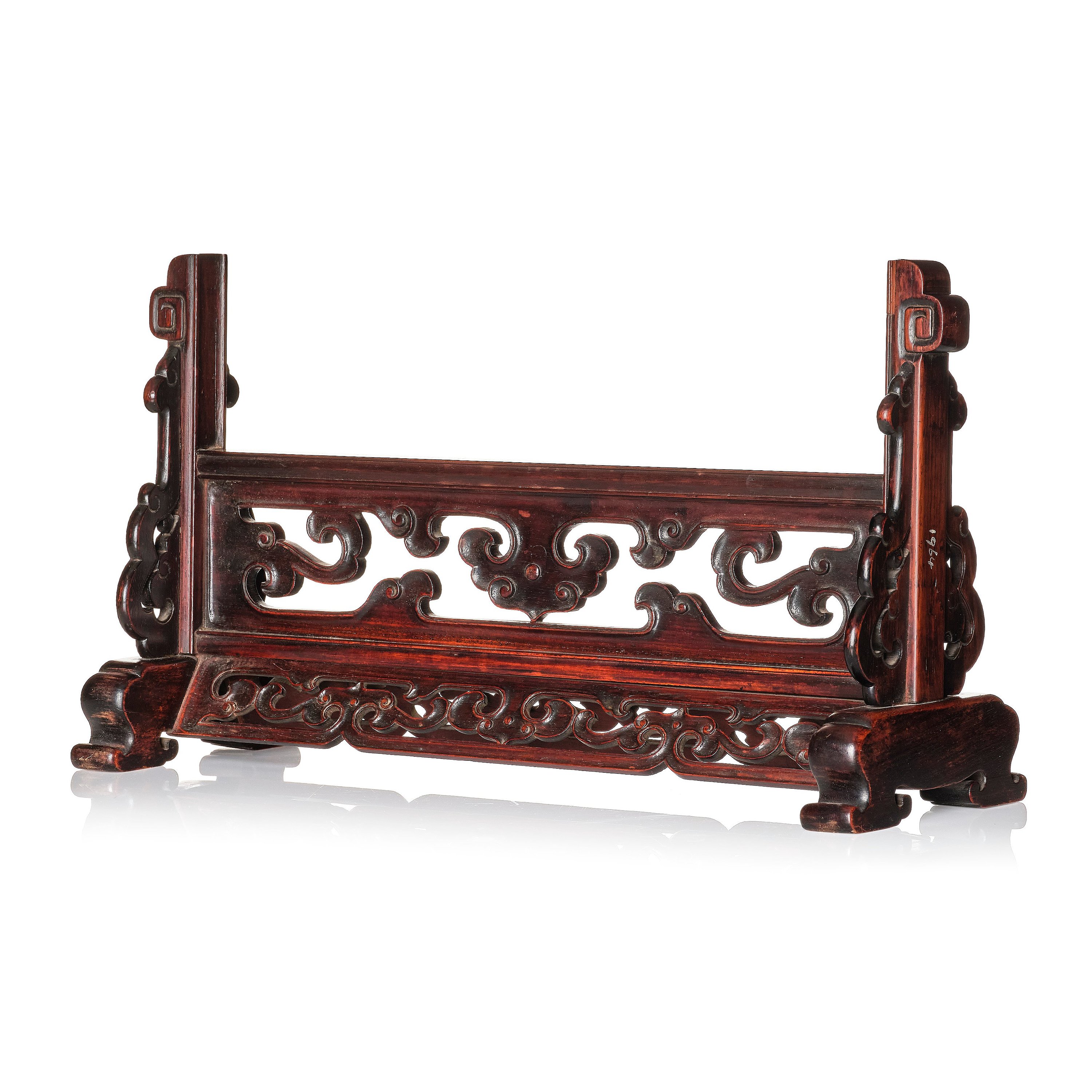 A carved Chinese hardwood stand for a table screen, Qing dynasty ...