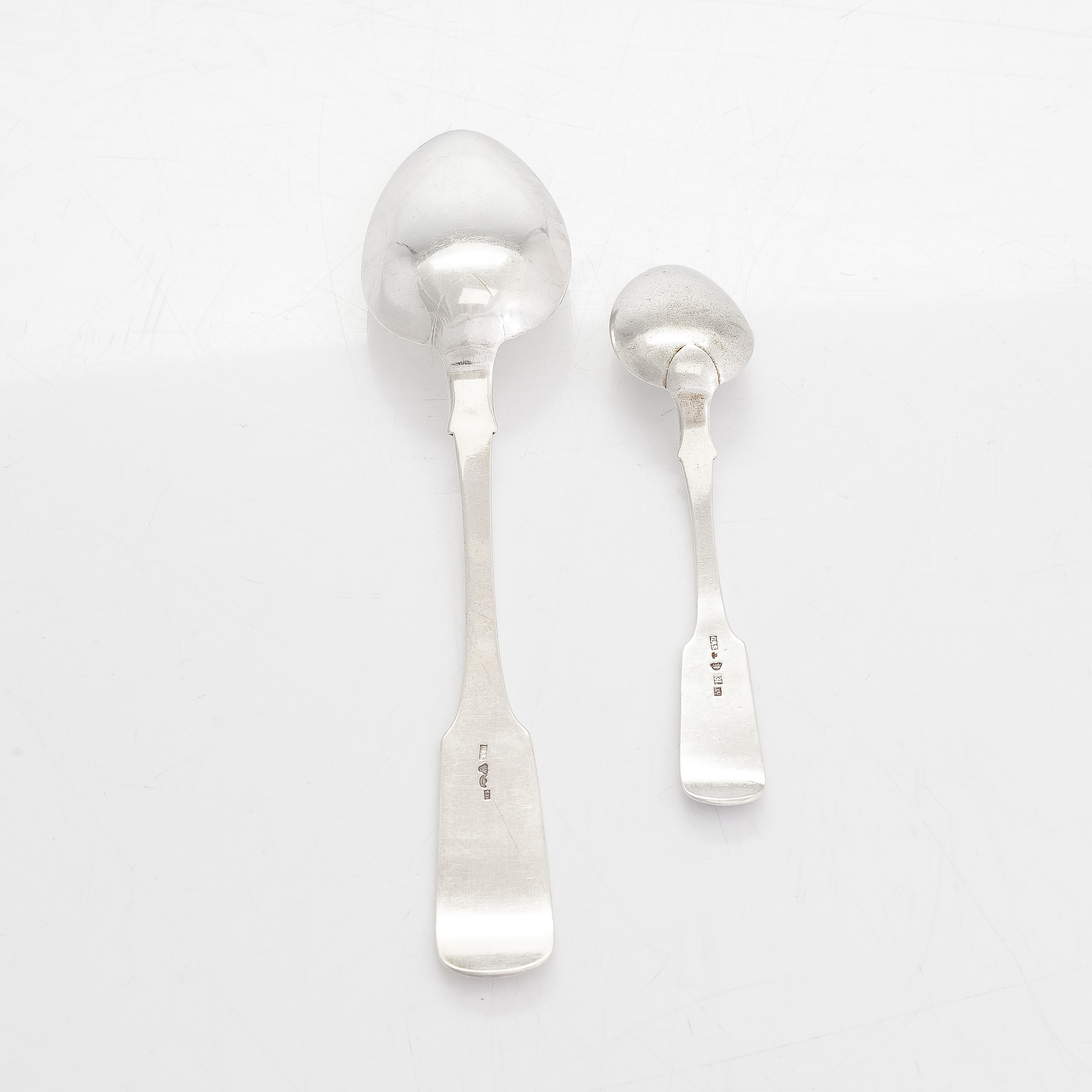 Gustaf Adolf Strömbäck, skedar, 18 st, silver, "Musslan", Helsingfors ...