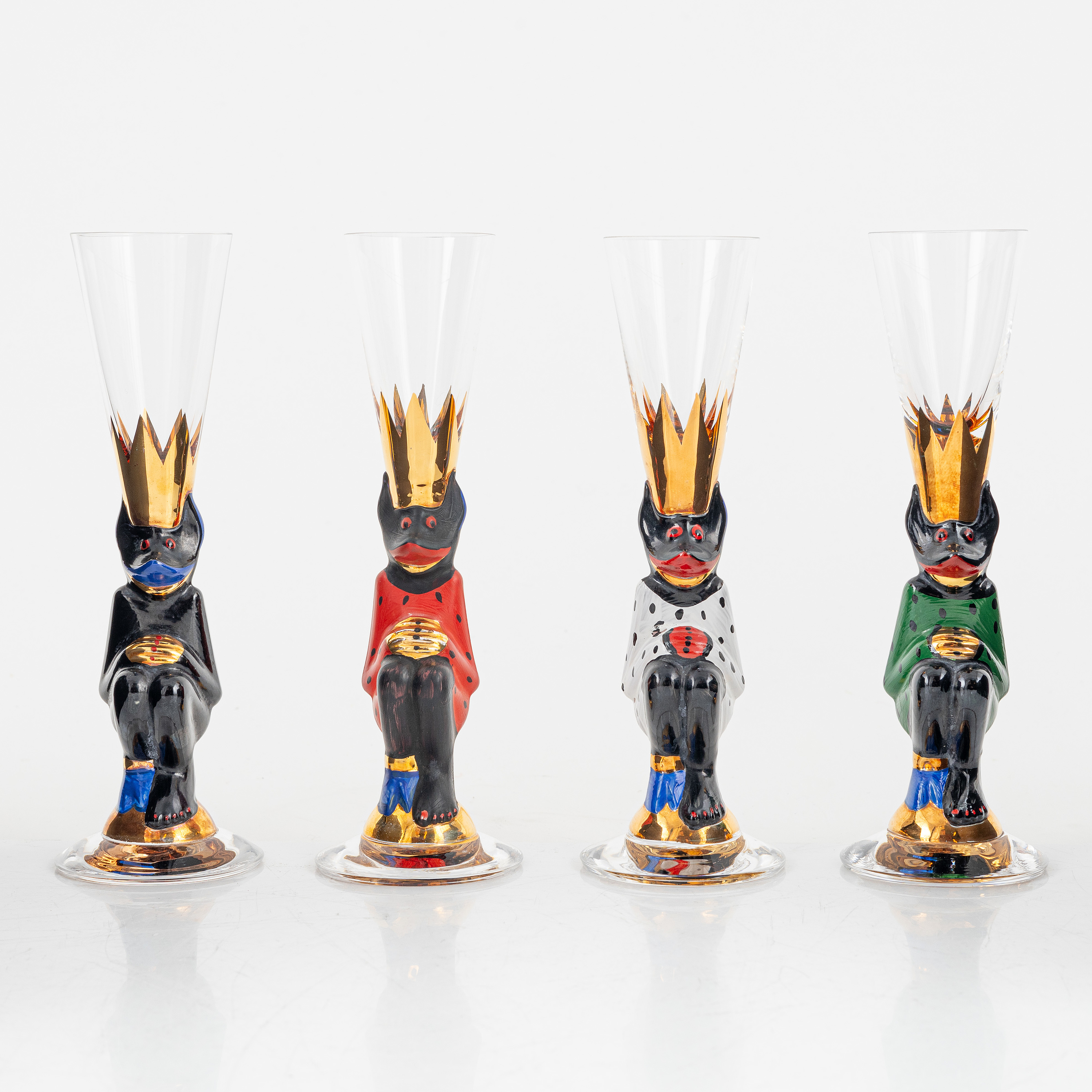 Gunnar Cyrén, snapsglas, 7 st, sk djävulsglas, "Nobel", Orrefors ...