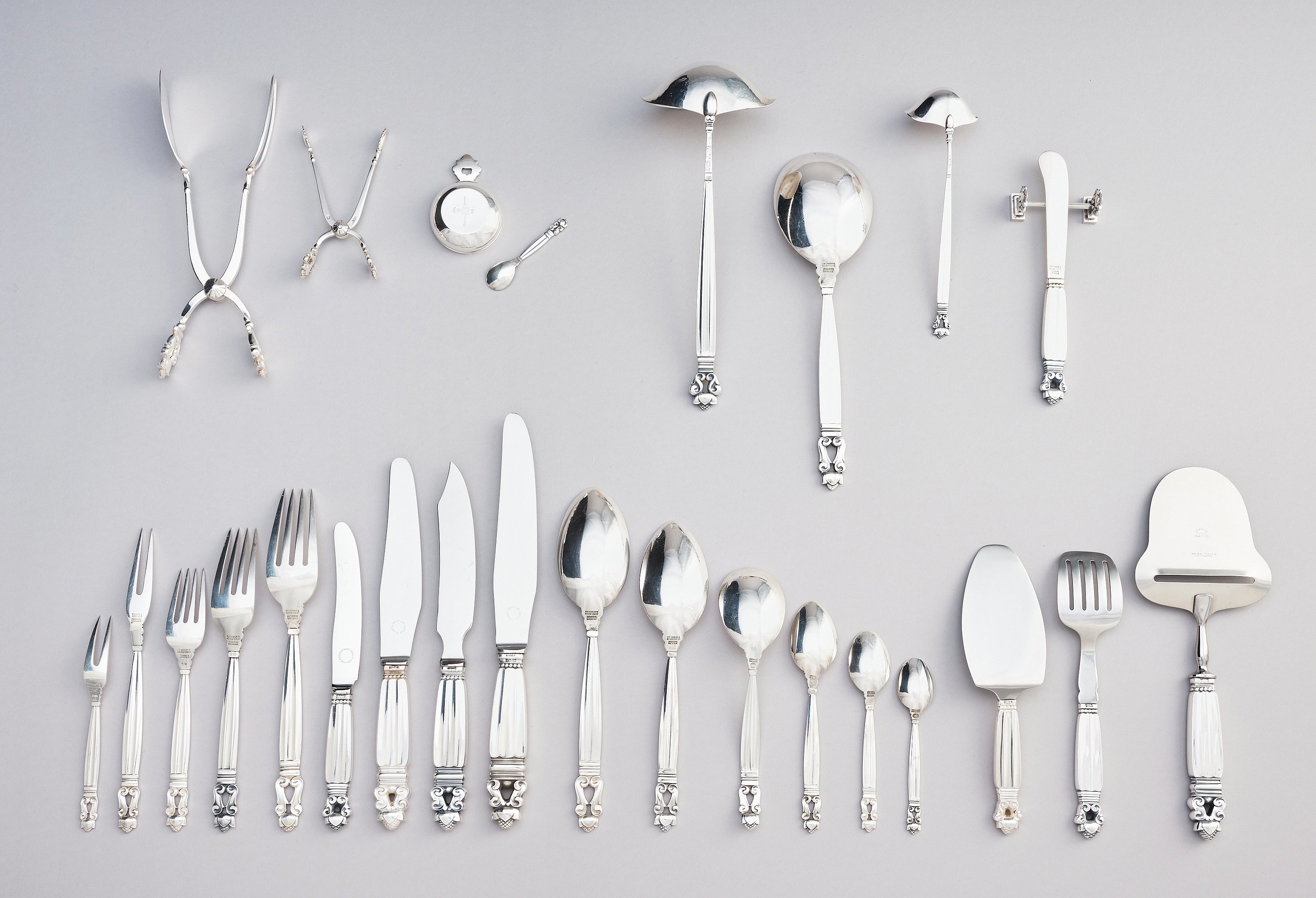 Johan Rohde, a set of 154 pieces of 'Acorn' sterling silver and ...