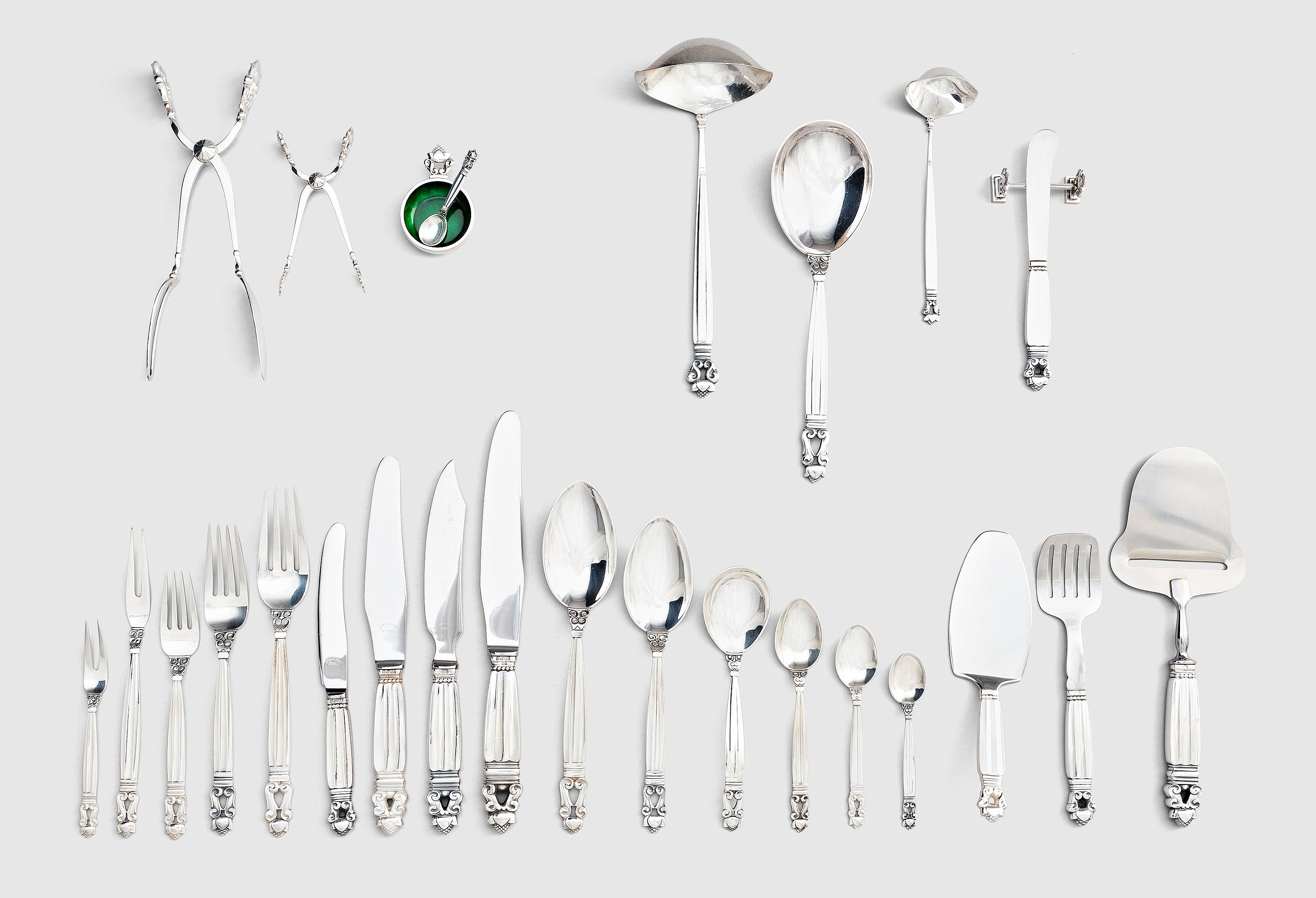 Johan Rohde, a set of 154 pieces of 'Acorn' sterling silver and ...