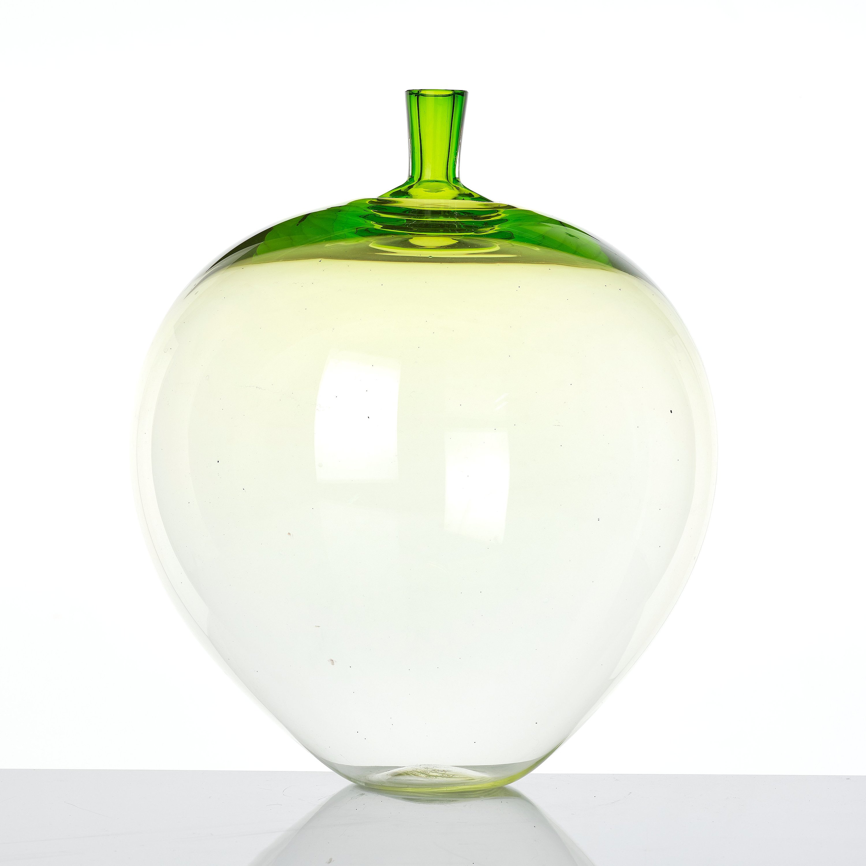Ingeborg Lundin, a green 'Äpplet' (The apple) glass vase, Orrefors ...