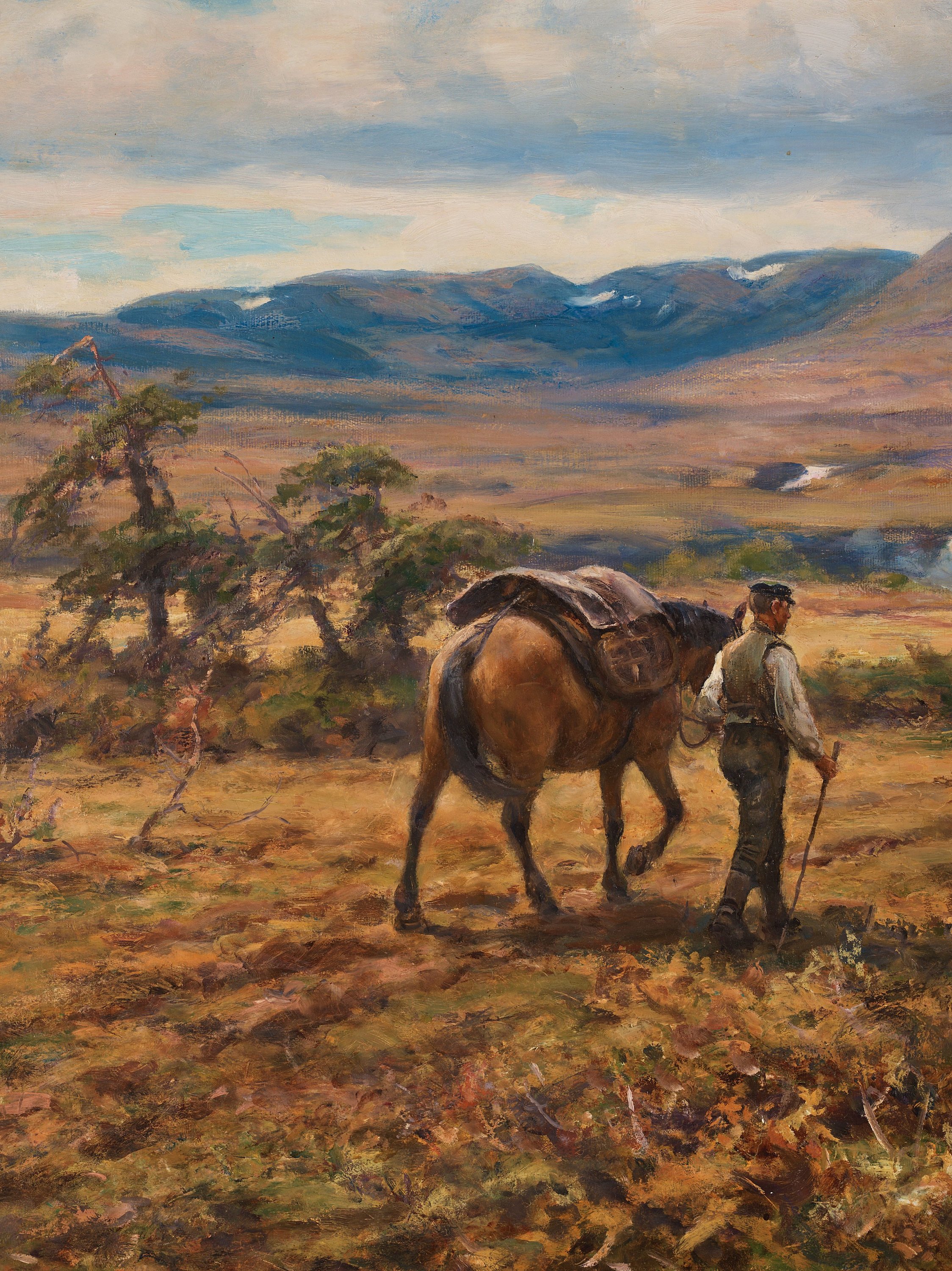 Johan Tirén, Fjällandskap med hästar och gård. - Bukowskis