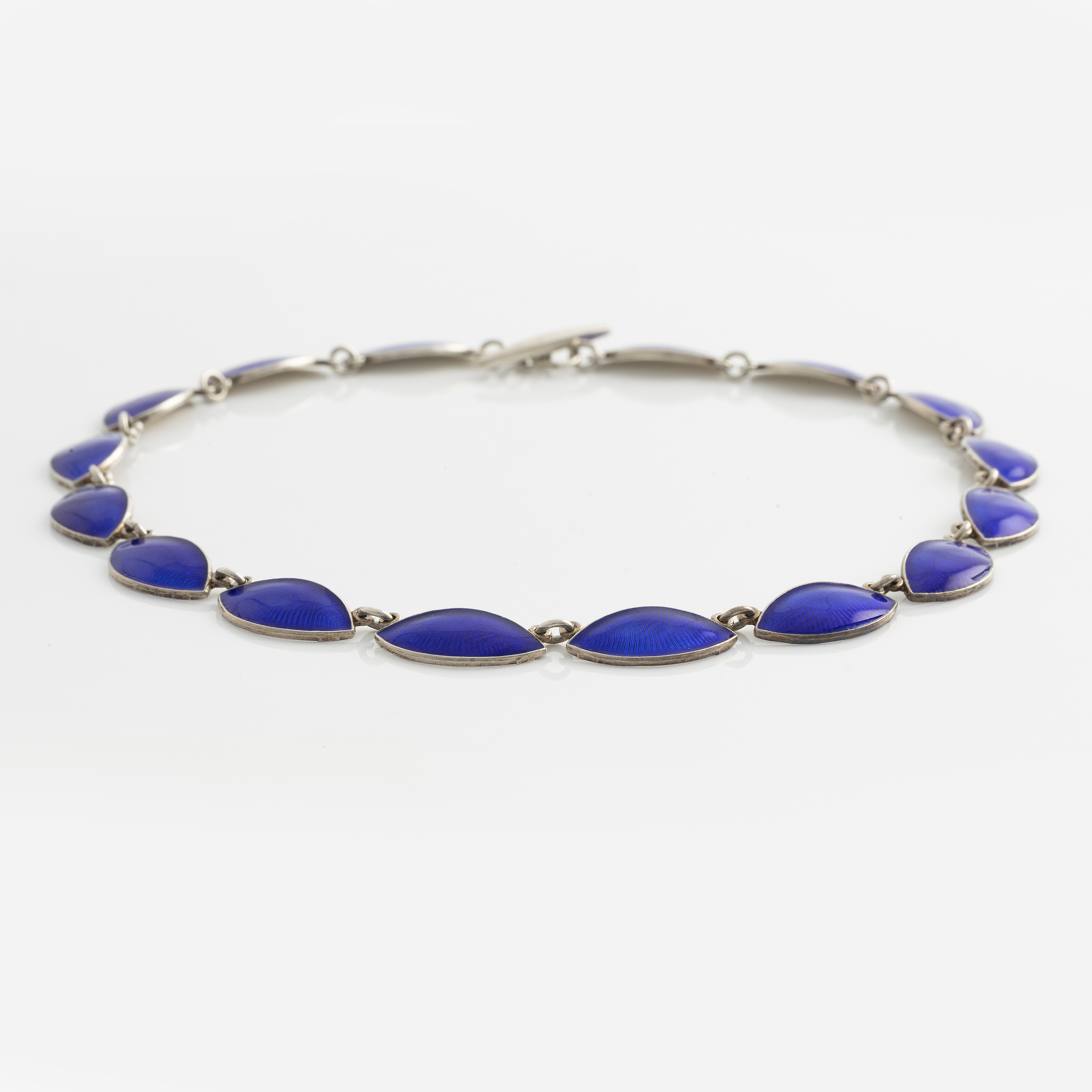 Collier and earrings, Meka and Volmer Bahner silver and blue enamel ...