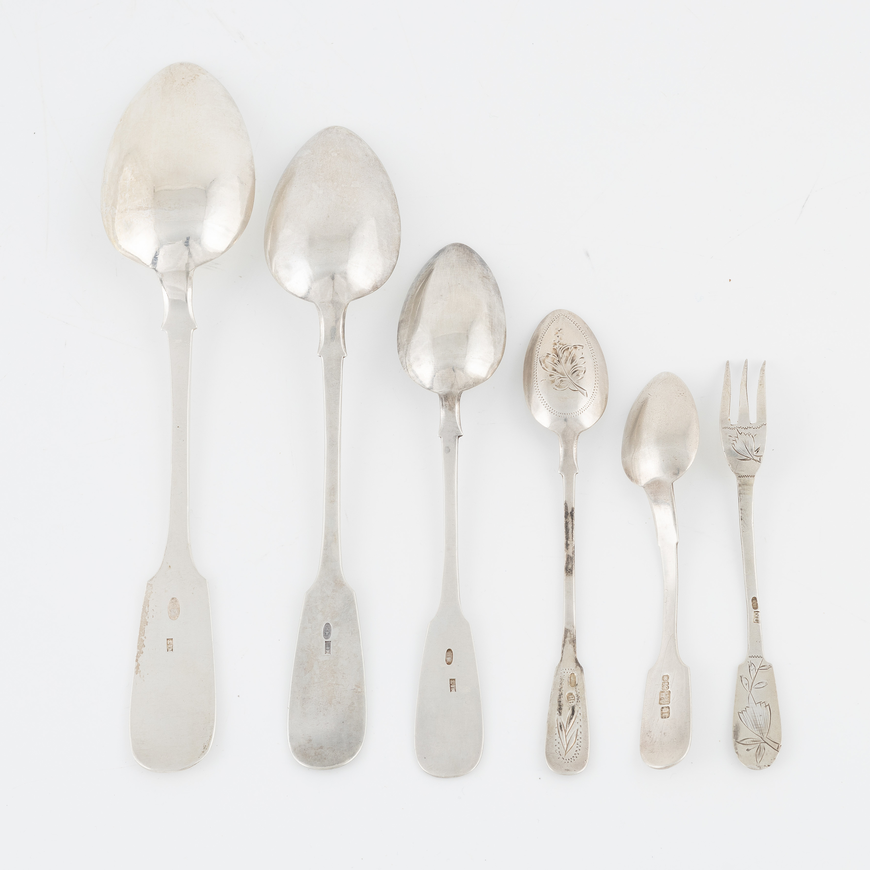 28 Russian silver cutlery pieces, mostly Moscow, Russia, 1908-26 ...