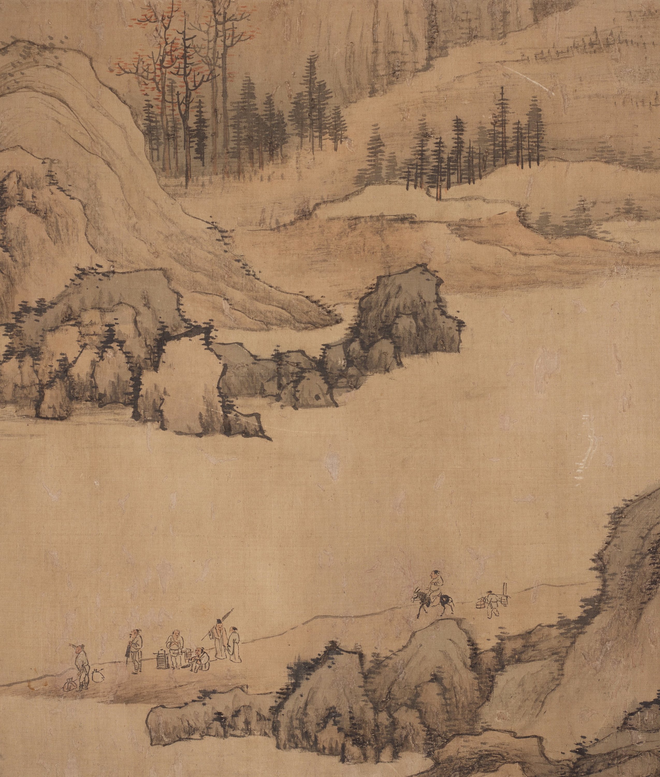 A Chinese scroll painting by anonymous artist, ink and colour on silk ...