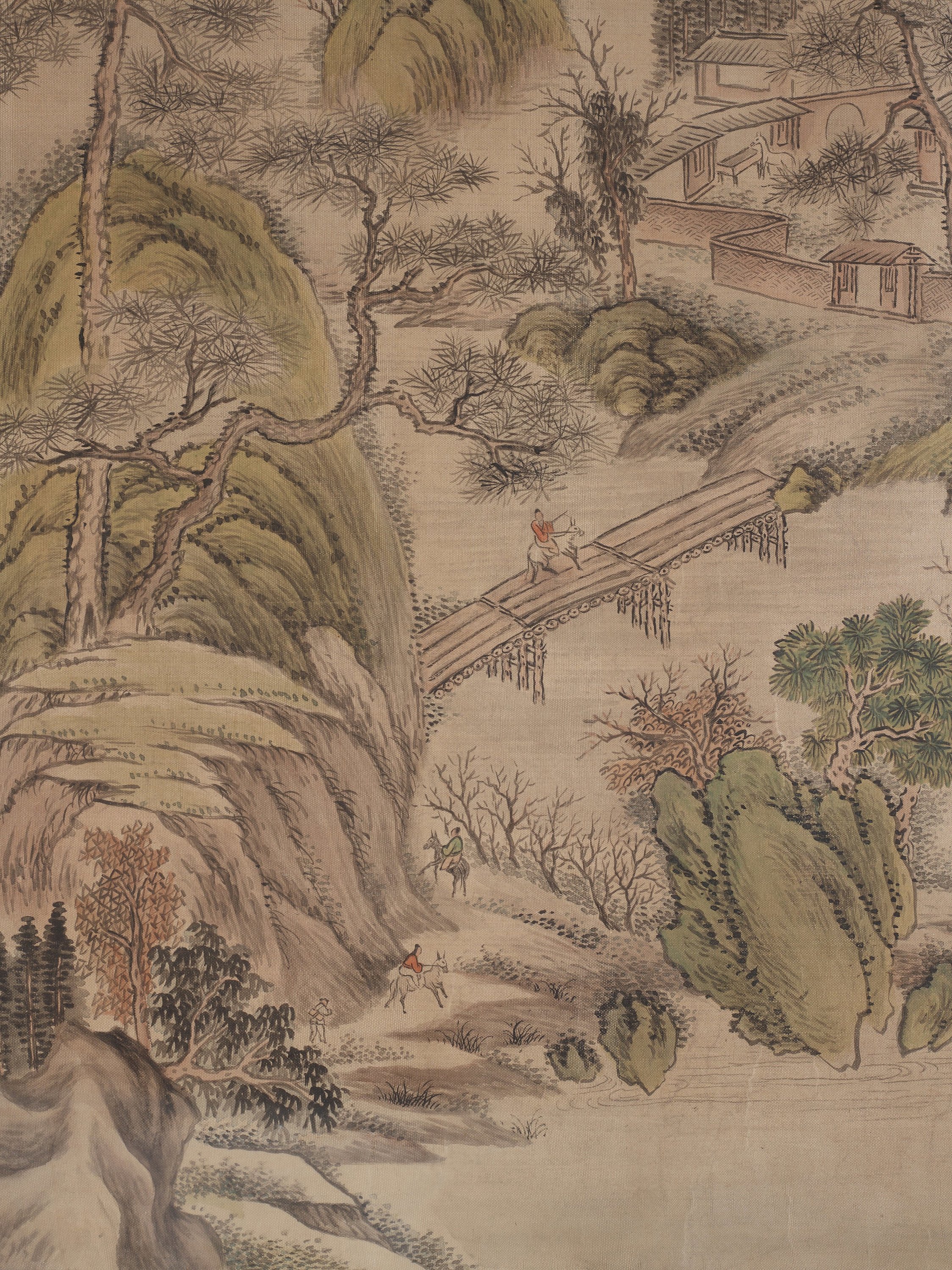 Zhang Qing (Tianma Shanmin), A mountain landscape with buildings and a ...