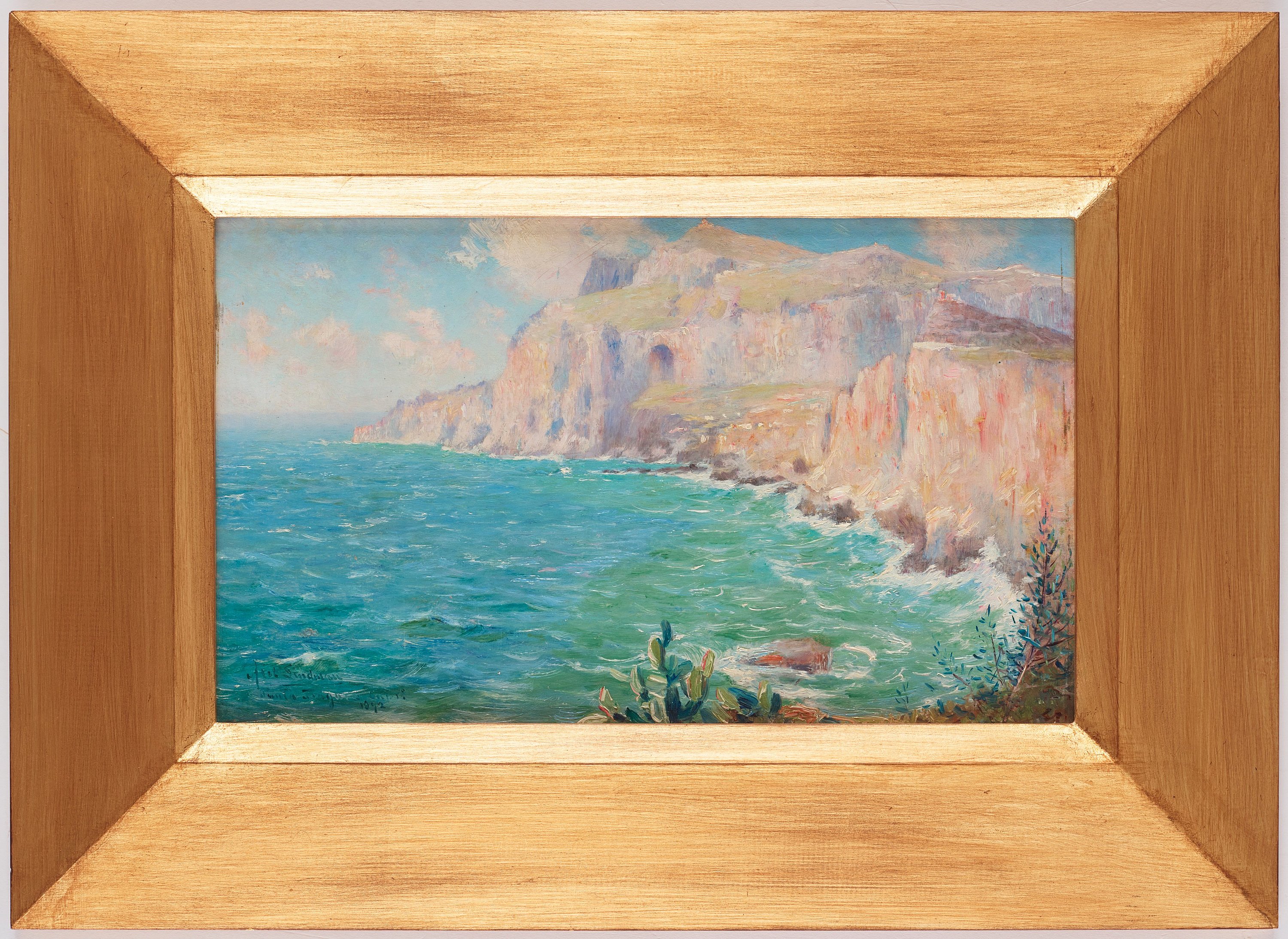 Axel Lindman, Strandparti med Monte Solaro. - Bukowskis