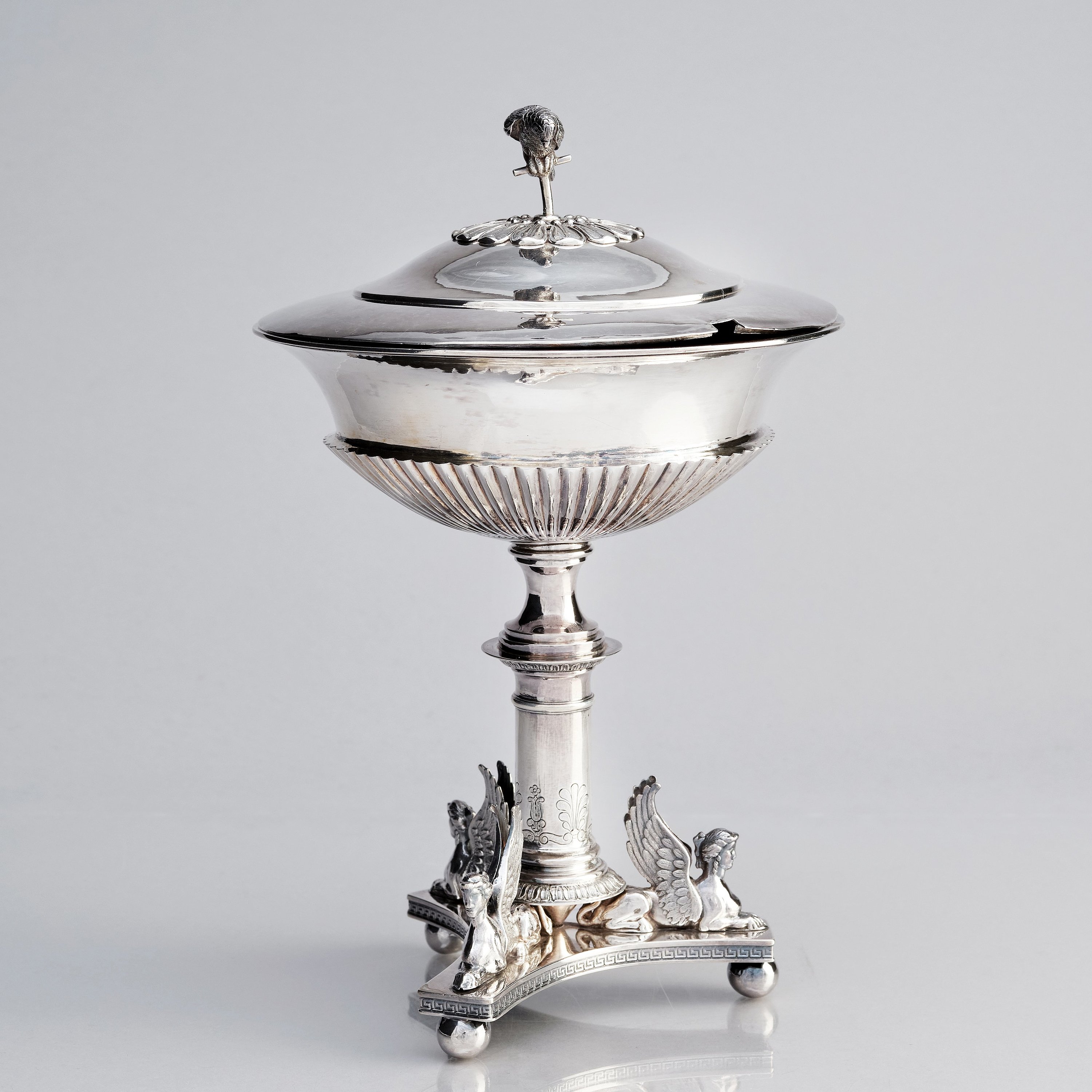 A Swedish Empire silver bowl with lid, mark of Adolf Zethelius ...